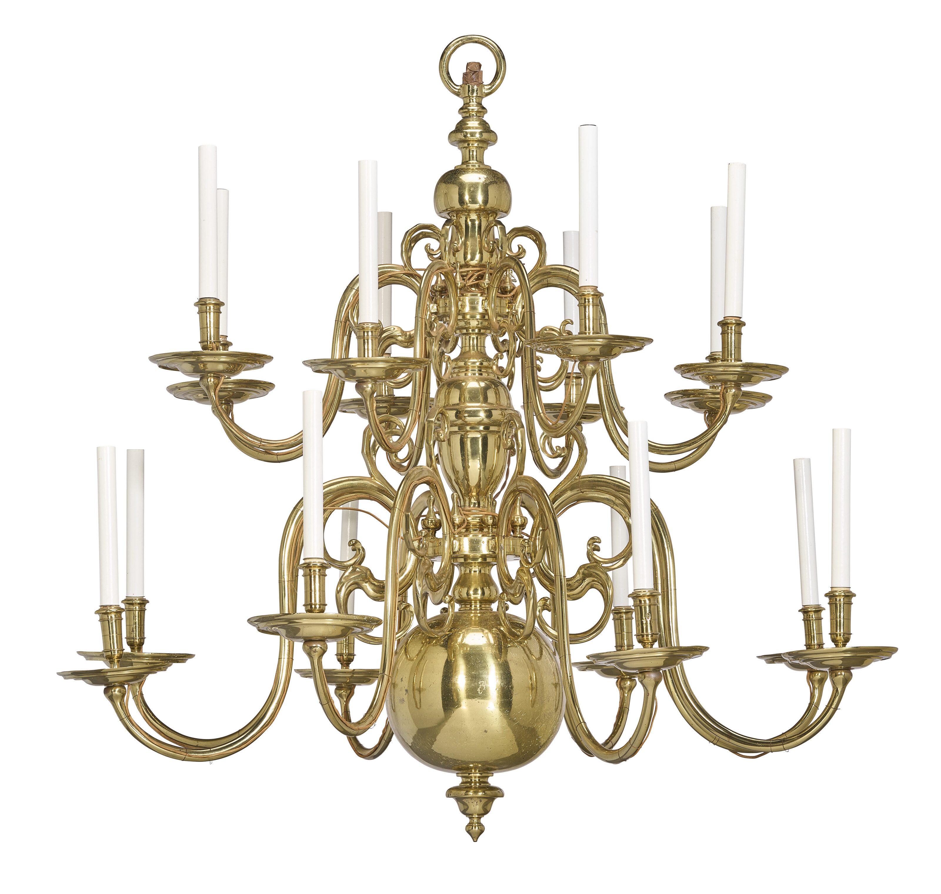 AN ANGLO-DUTCH SIXTEEN-LIGHT BRASS CHANDELIER, LATE 17TH/EARLY 18TH ...