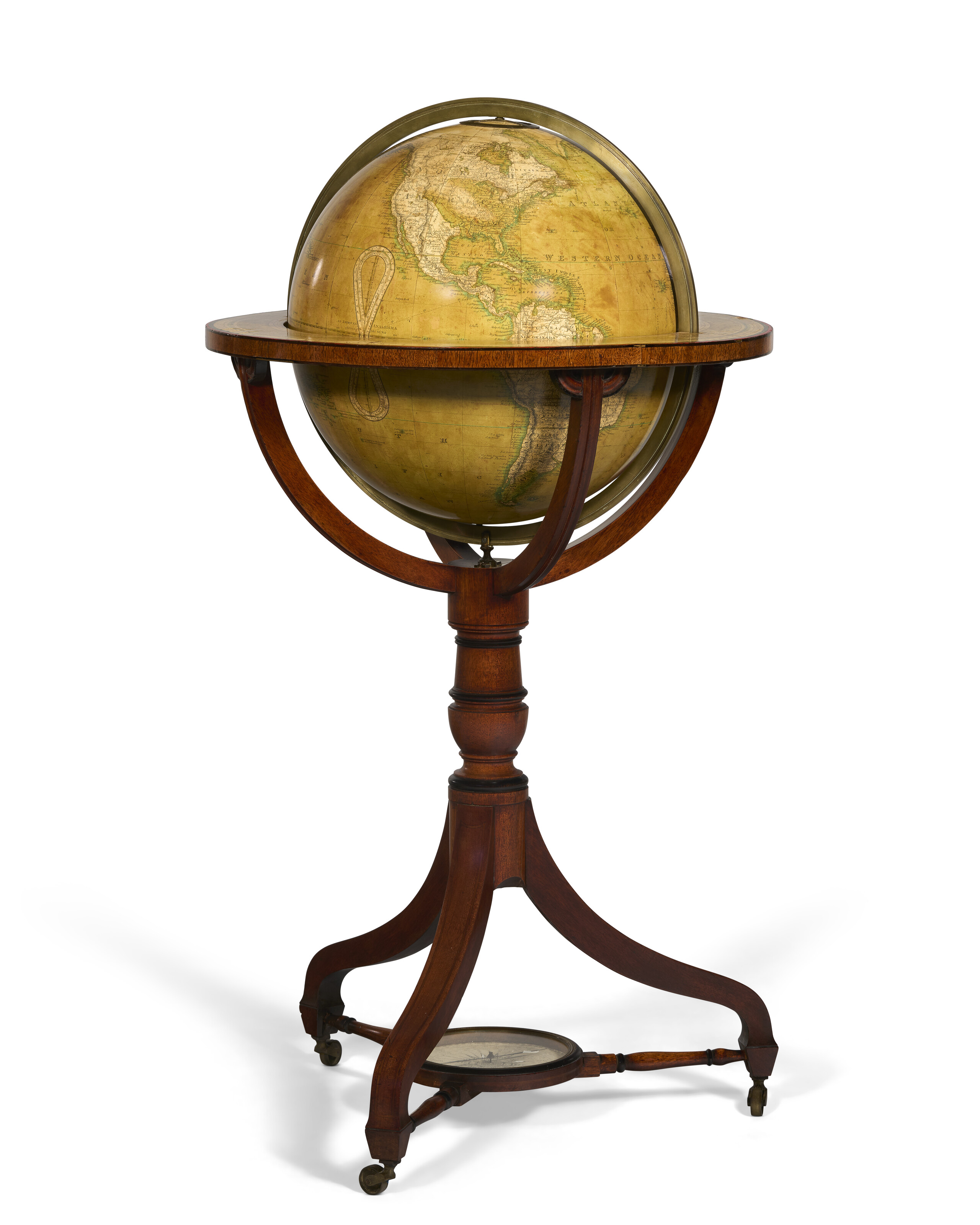 A REGENCY MAHOGANY TERRESTRIAL LIBRARY GLOBE, BY J. & W. NEWTON, CIRCA ...