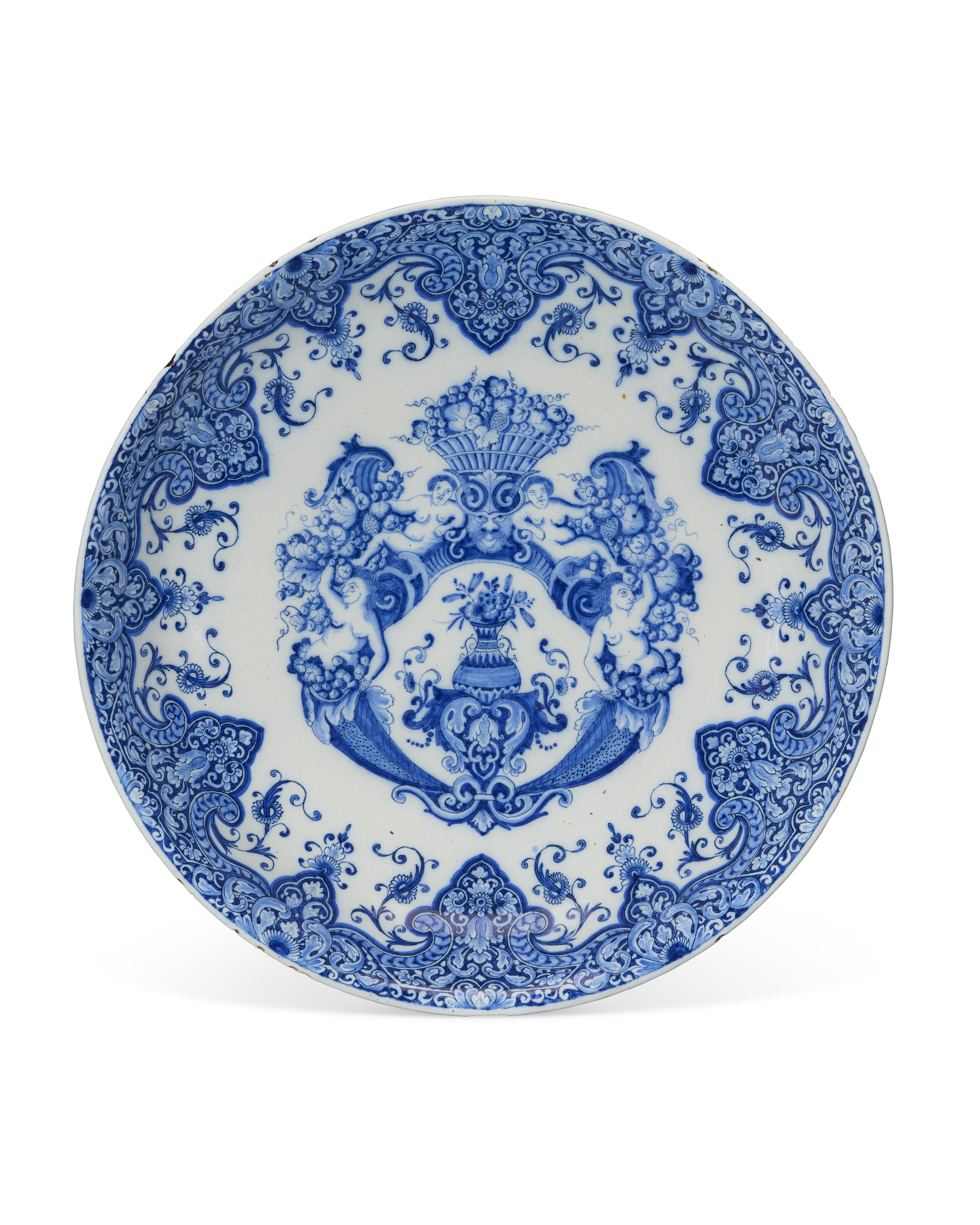 A LARGE DUTCH DELFT BLUE AND WHITE DISH, FIRST QUARTER 18TH CENTURY ...