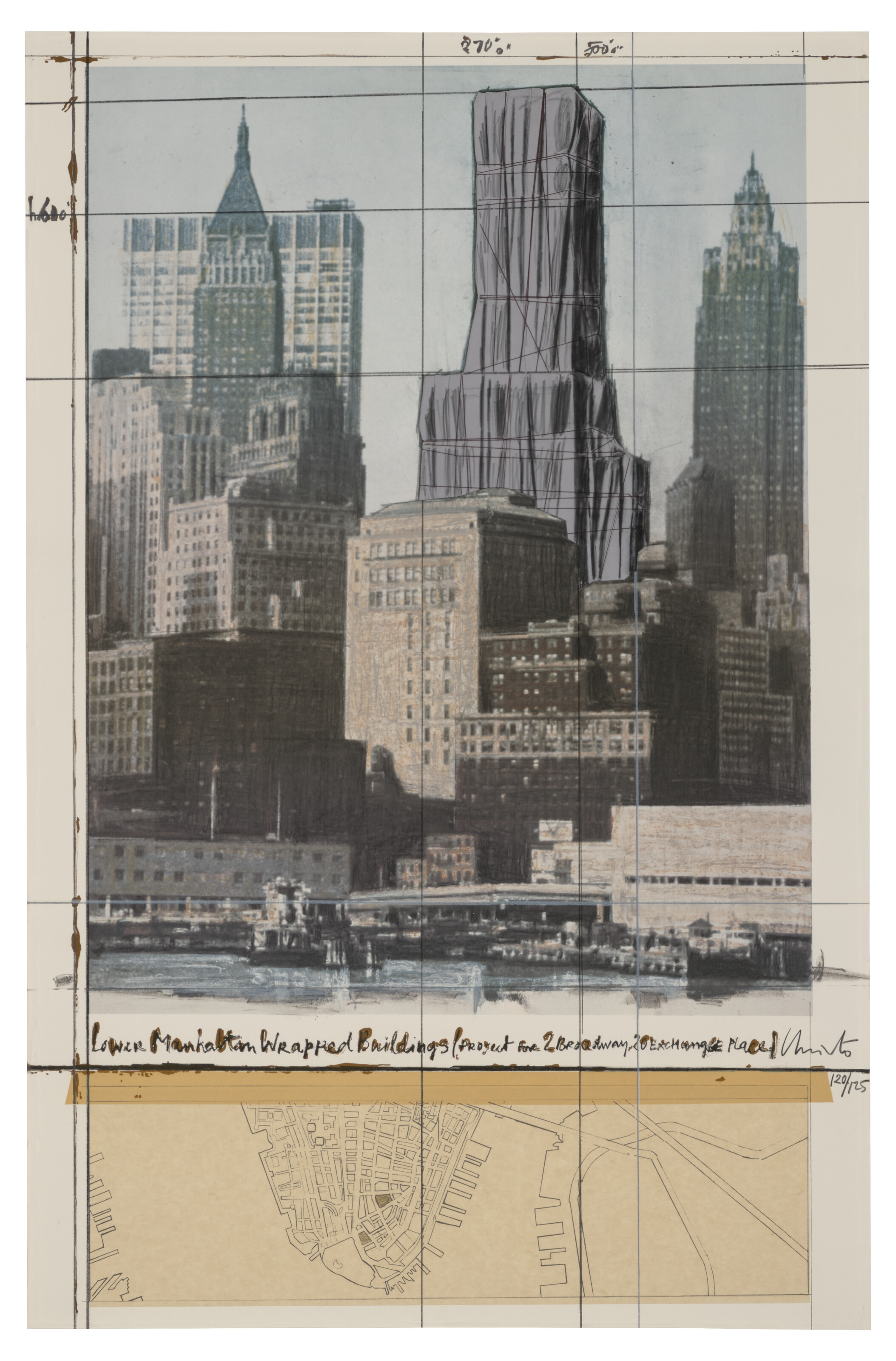 CHRISTO (1935-2020), Lower Manhattan Wrapped Buildings, Project for 2 ...