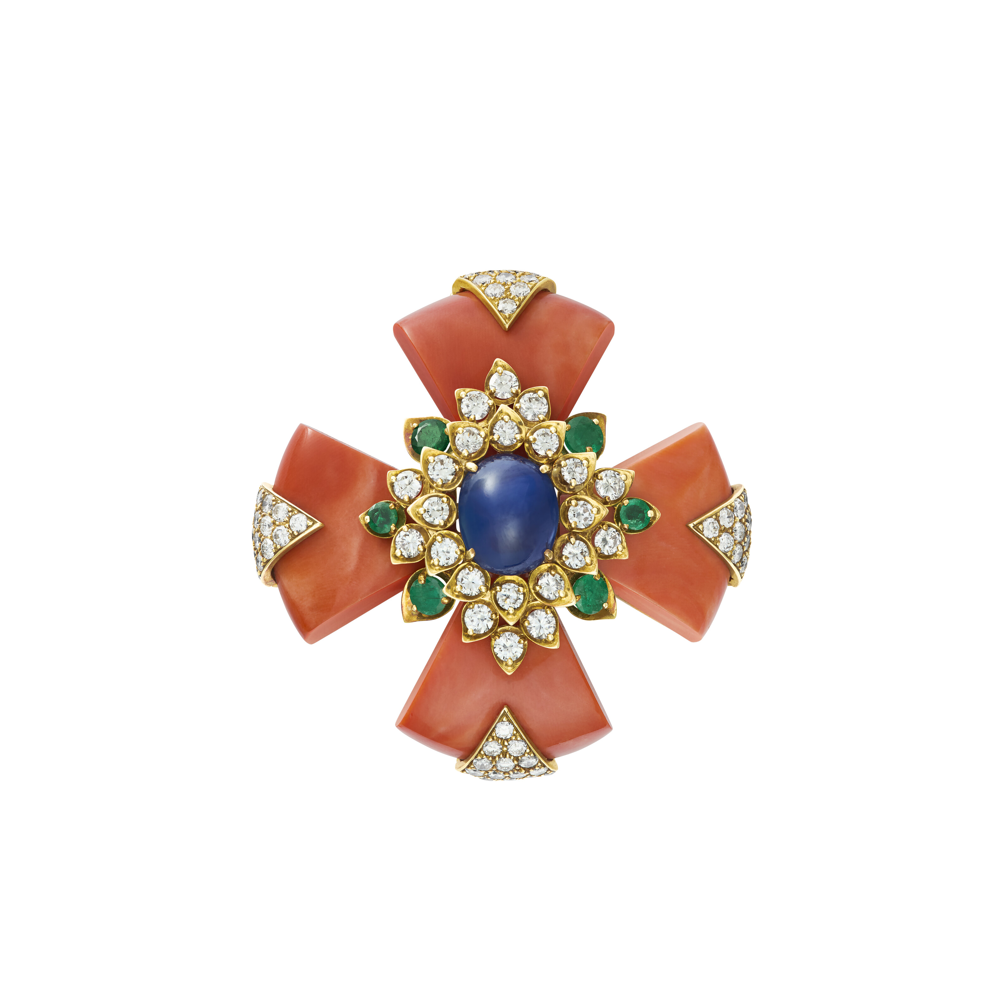 DAVID WEBB MULTI-GEM AND DIAMOND MALTESE CROSS PENDANT BROOCH, | Christie’s