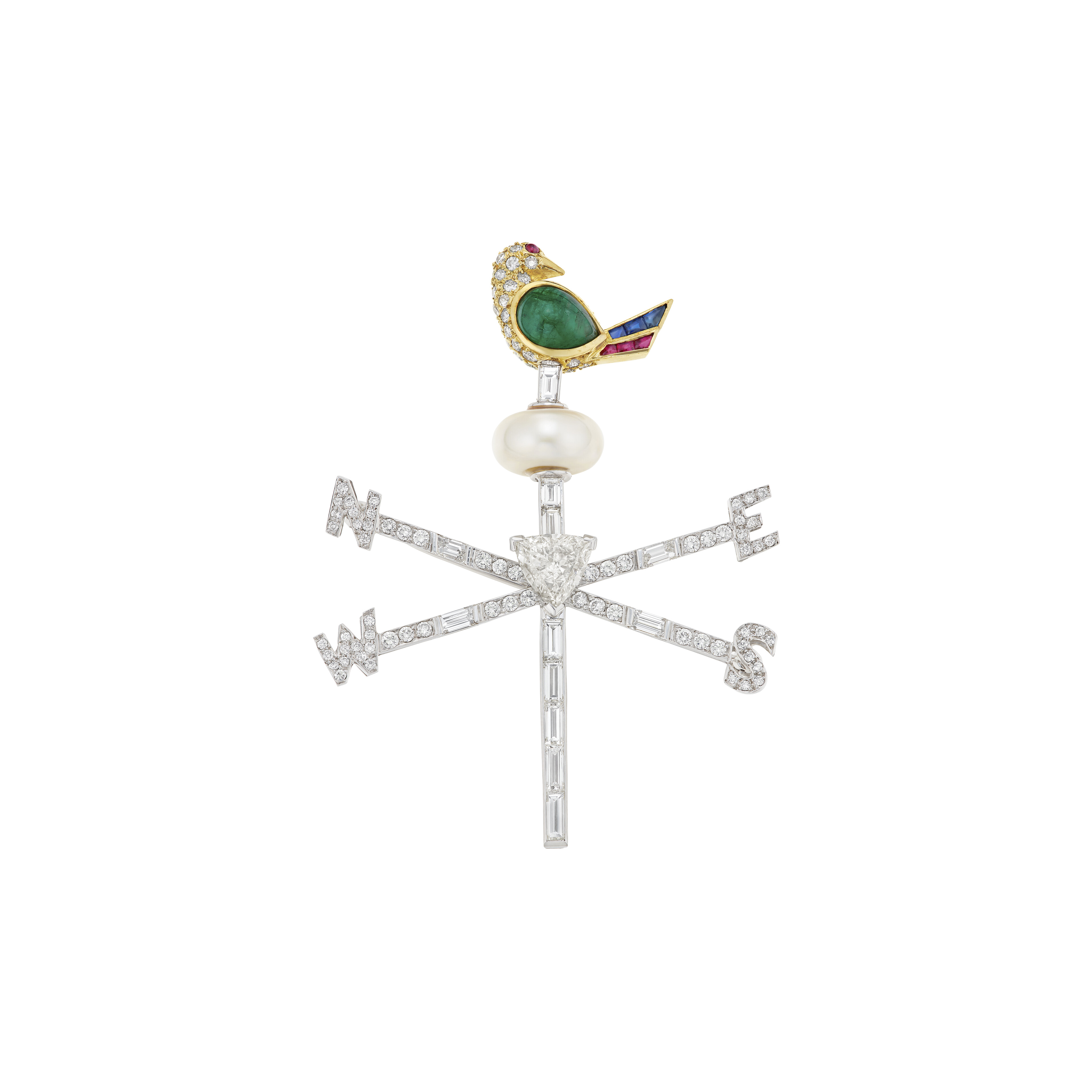 BULGARI DIAMOND, NATURAL PEARL AND MULTI-GEM BROOCH, | Christie’s