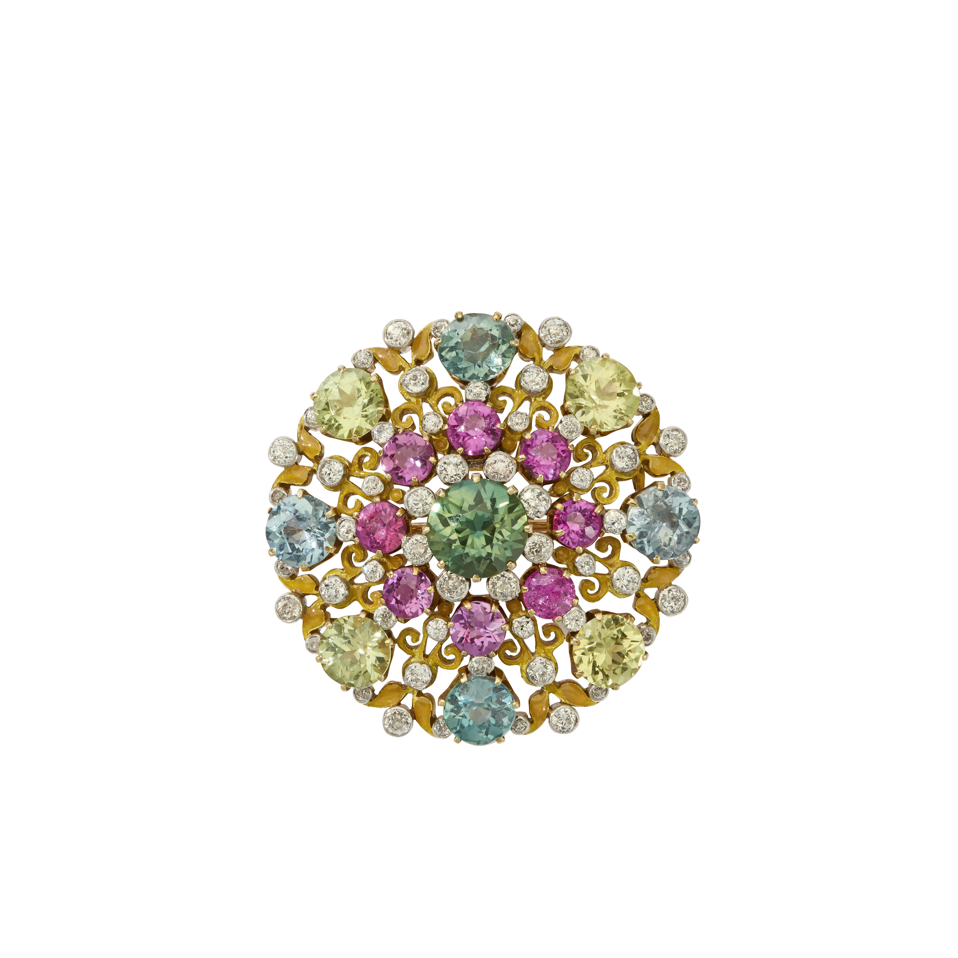 TIFFANY & CO., PAULDING FARNHAM, ANTIQUE MULTI-COLORED SAPPHIRE ...