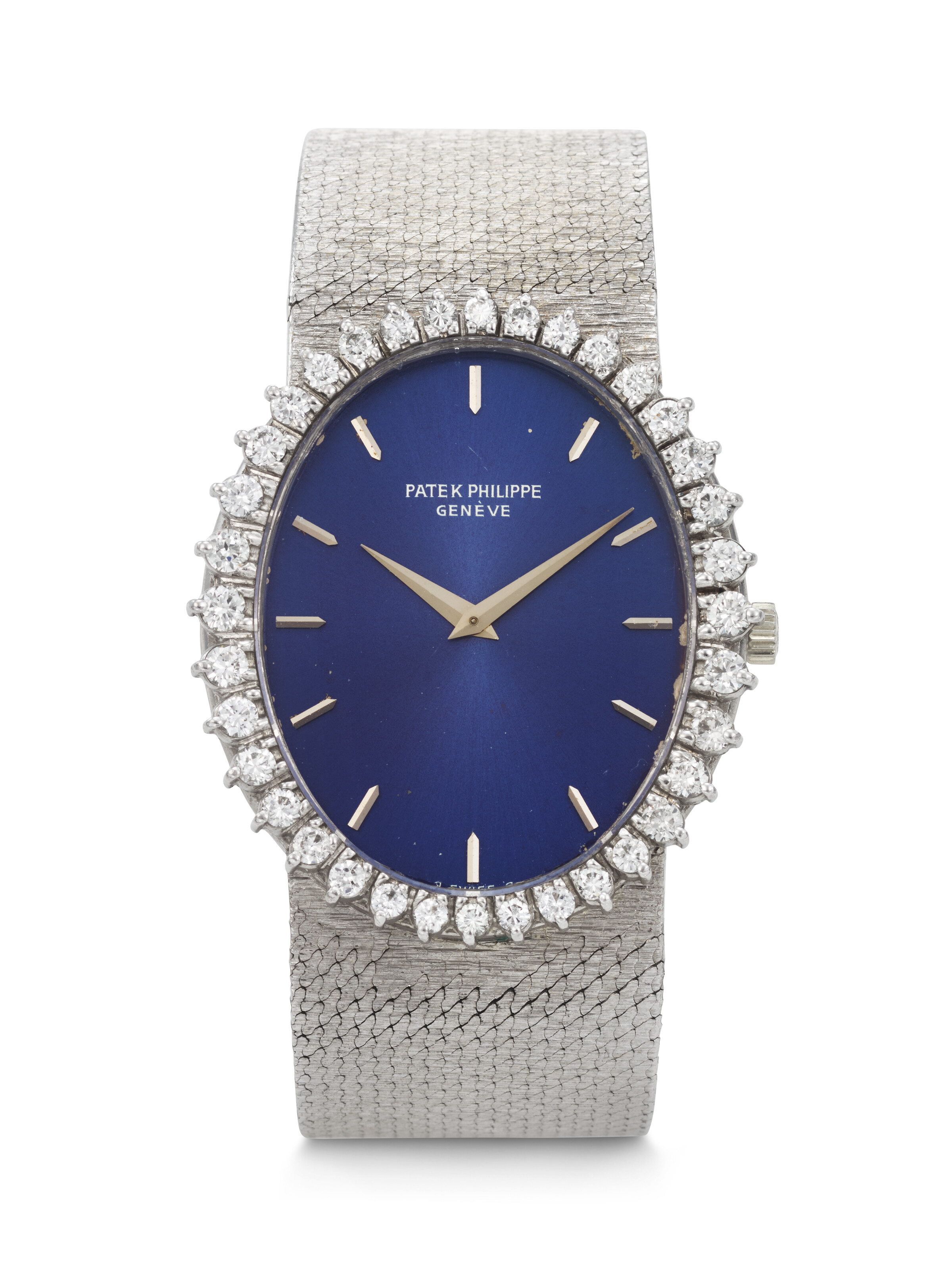 PATEK PHILIPPE, LARGE WHITE GOLD AND DIAMOND-SET 'GOLDEN ELLIPSE', REF ...