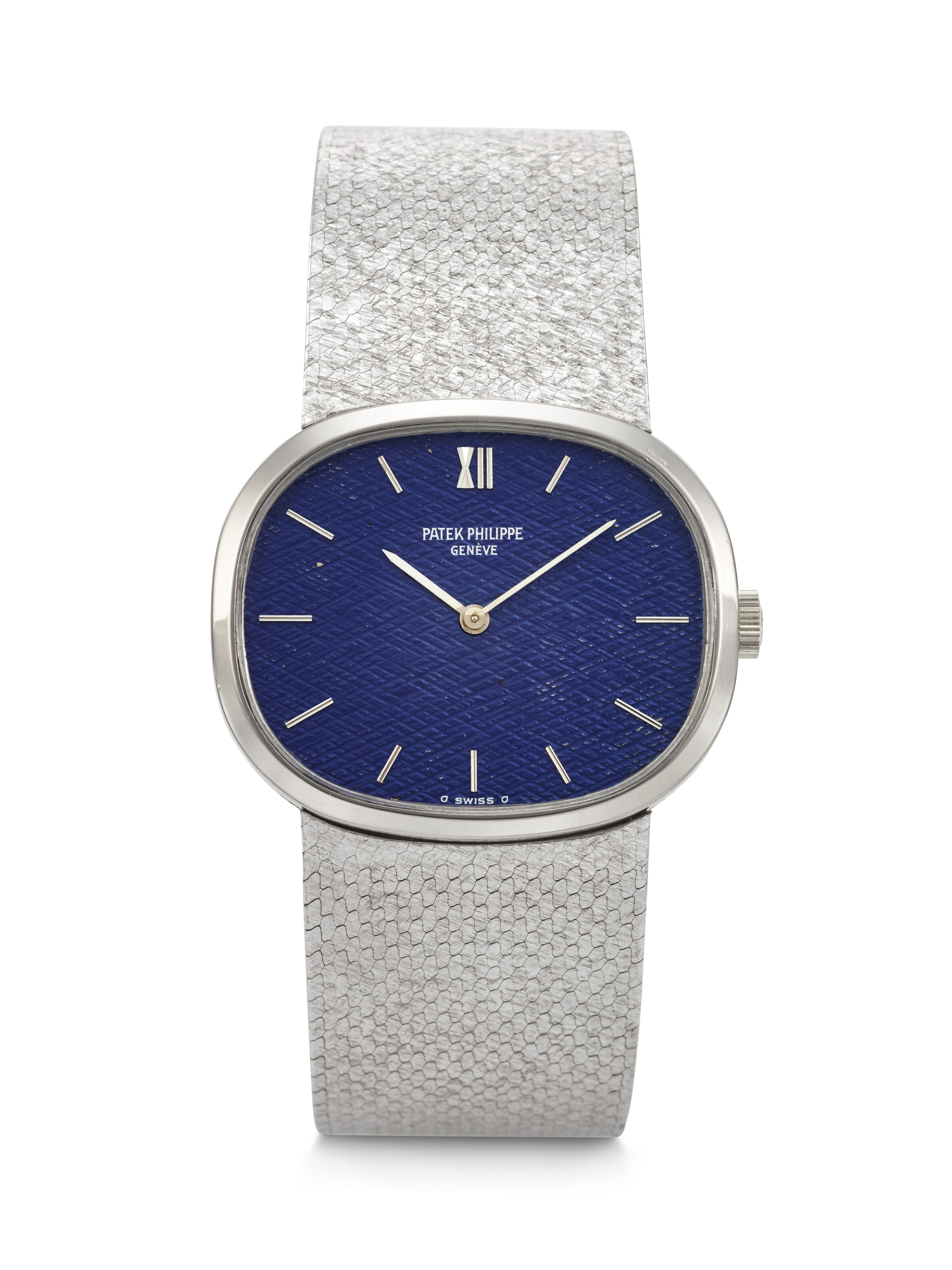PATEK PHILIPPE, UNUSUAL WHITE GOLD 'GOLDEN ELLIPSE' WITH BLUE DIAL, REF ...