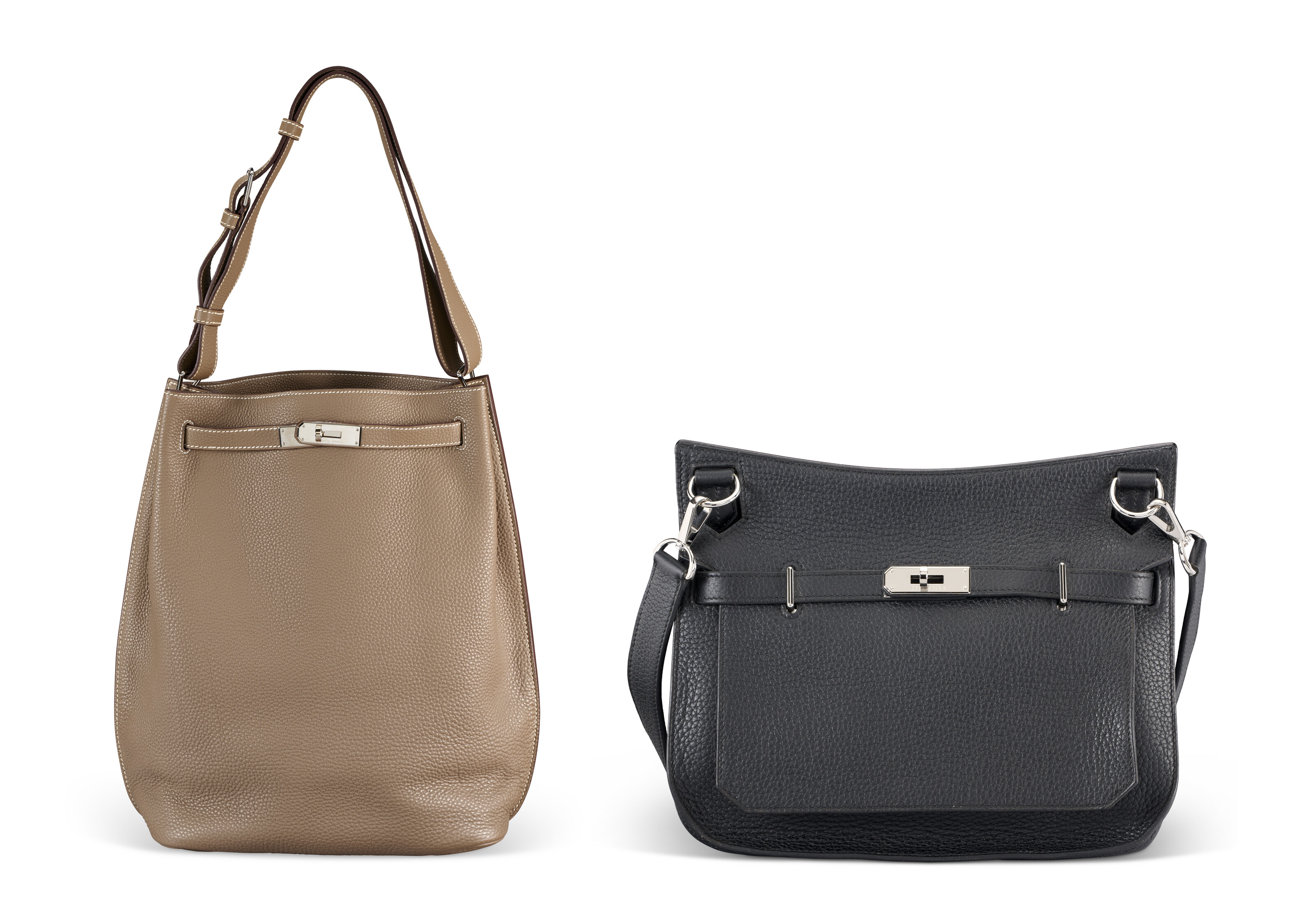 A SET OF TWO: AN ÉTOUPE TOGO LEATHER SO KELLY 26 WITH PALLADIUM ...