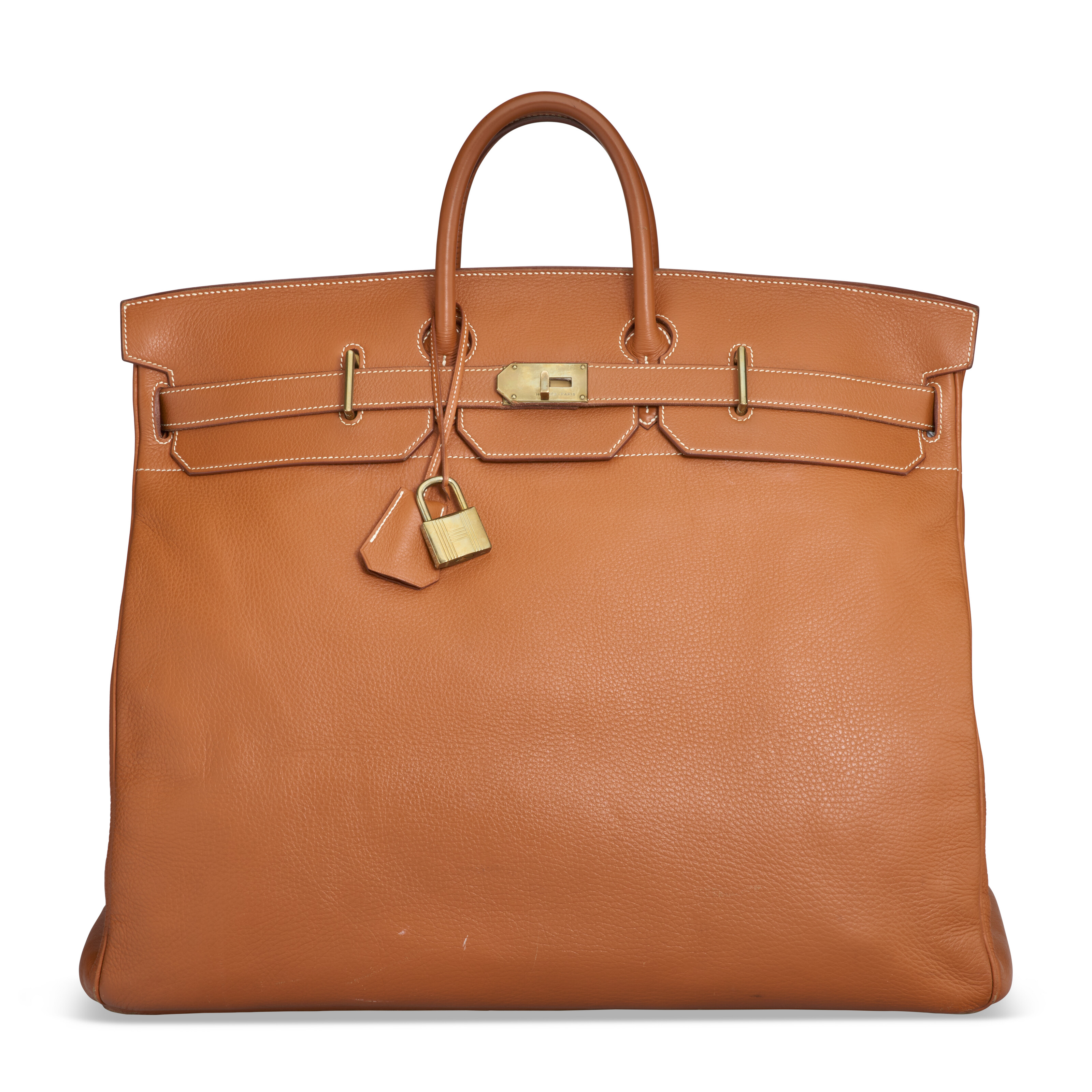 AN ÉTRUSQUE CLÉMENCE LEATHER HAC BIRKIN 55 WITH BRASS HARDWARE, HERMÈS ...