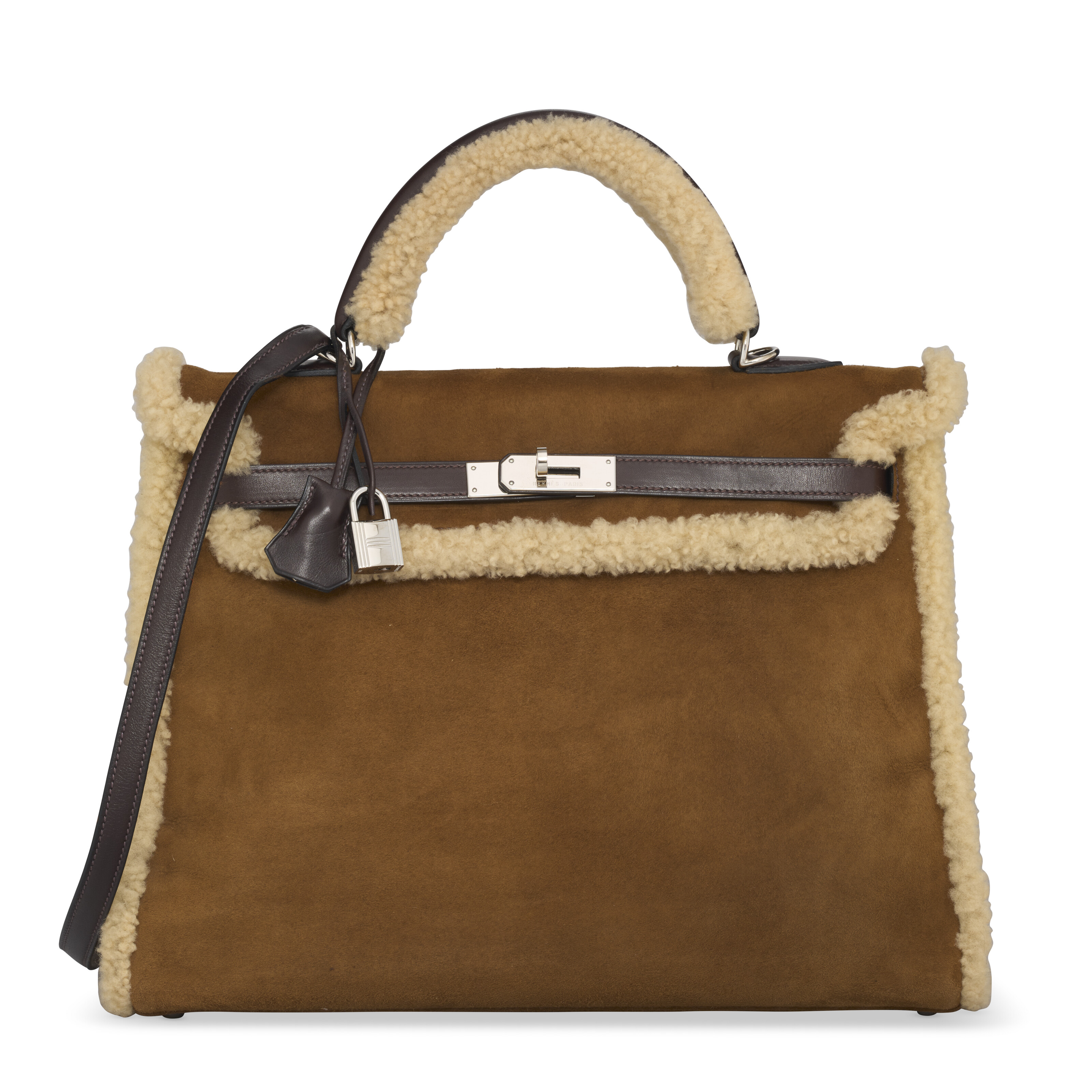A LIMITED EDITION, GOLD VEAU DOBLIS SUEDE, ÉBÈNE SWIFT & SHEARLING ...