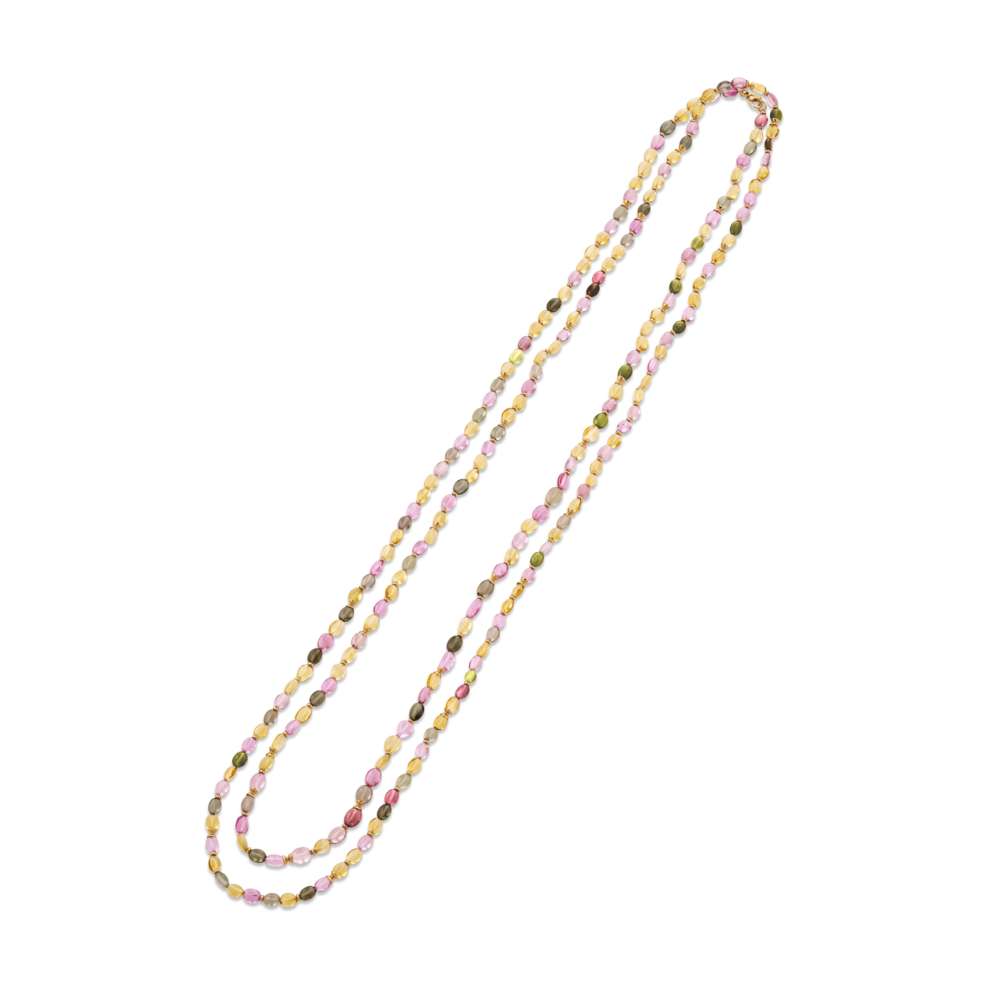 BULGARI CITRINE AND TOURMALINE BEAD LONGCHAIN NECKLACE, | Christie’s