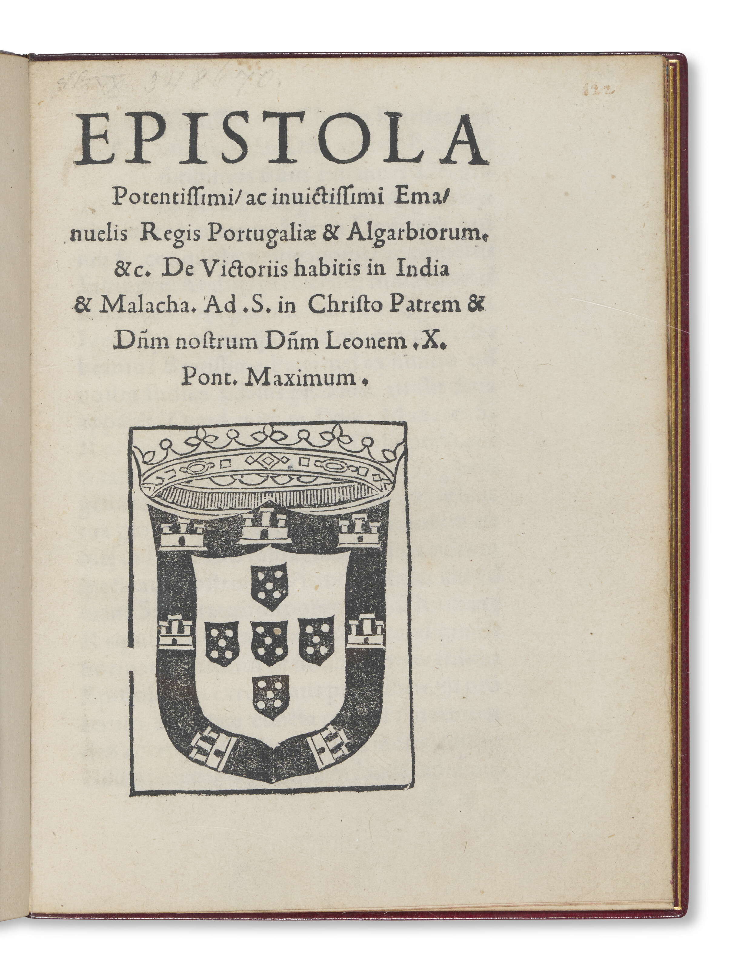 Epistola ... de Victoriis habitis in India, et Malacha, King Manuel I ...
