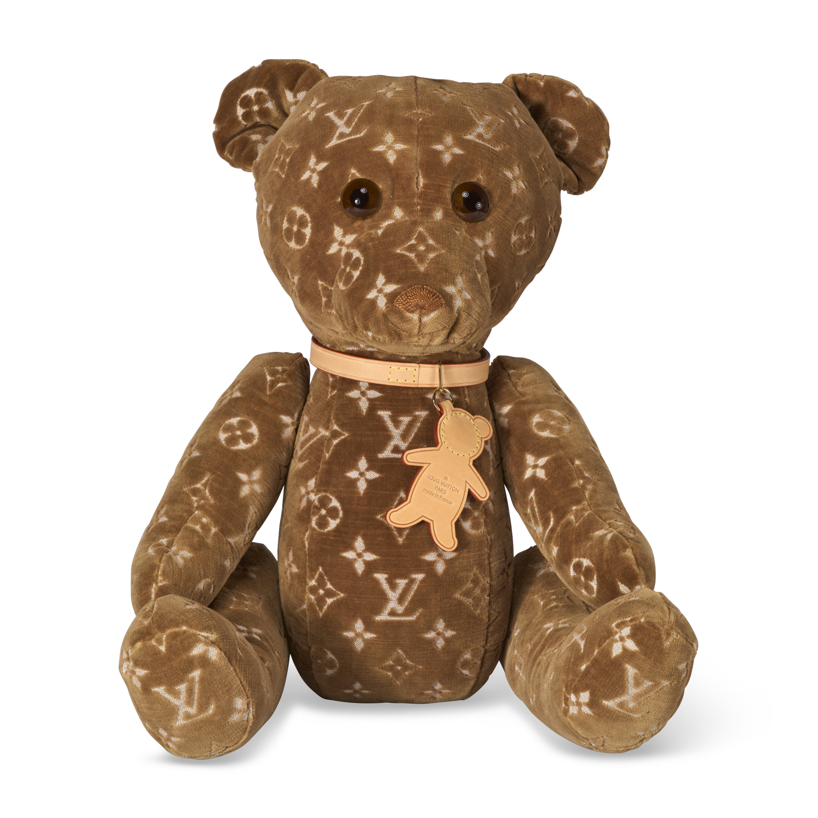 A LIMITED EDITION BROWN MONOGRAM VELOUR DOUDOU TEDDY BEAR, LOUIS ...
