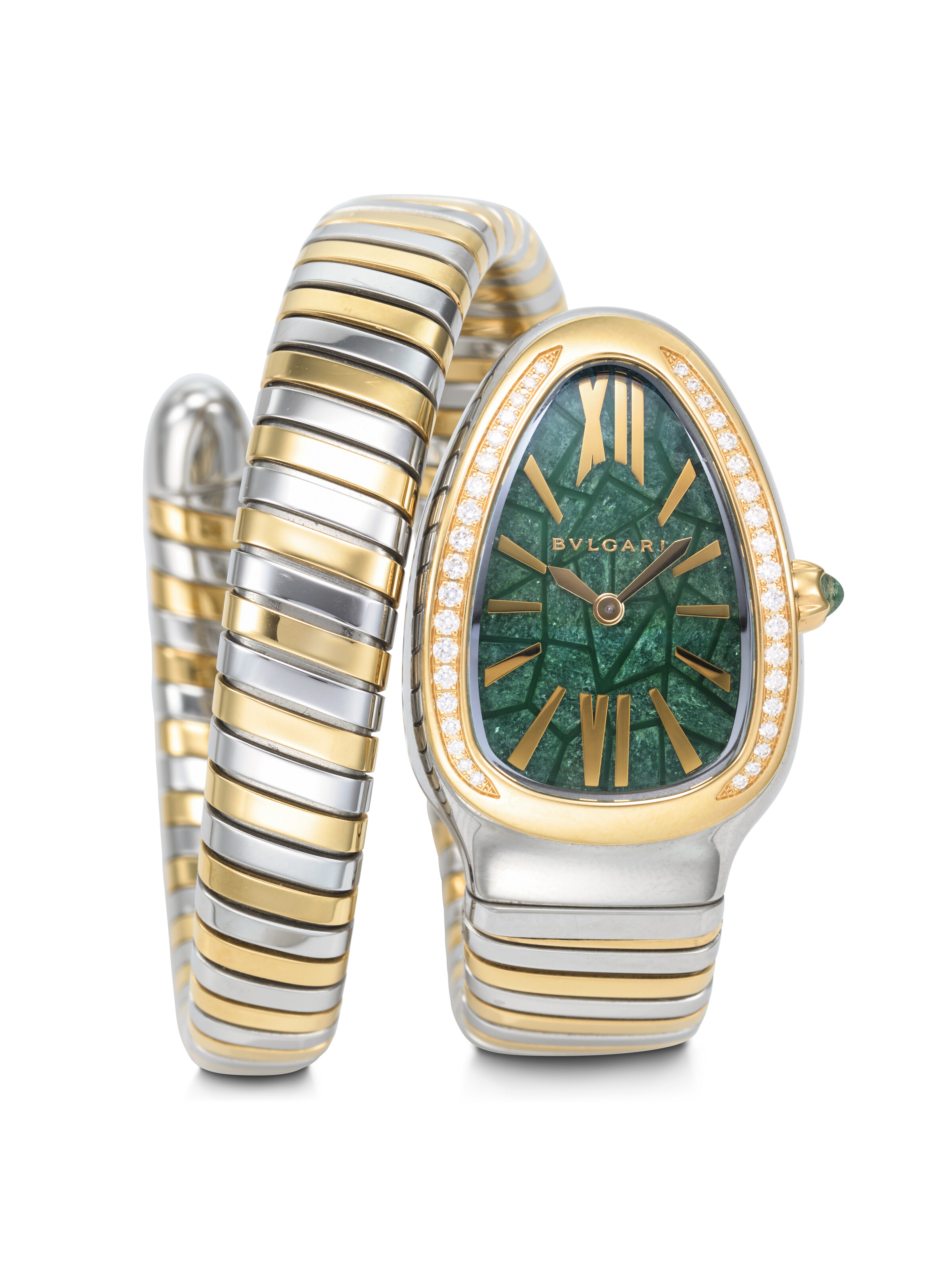 BULGARI, LIMITED EDITION YELLOW GOLD, STAINLESS STEEL, AND DIAMOND-SET ...