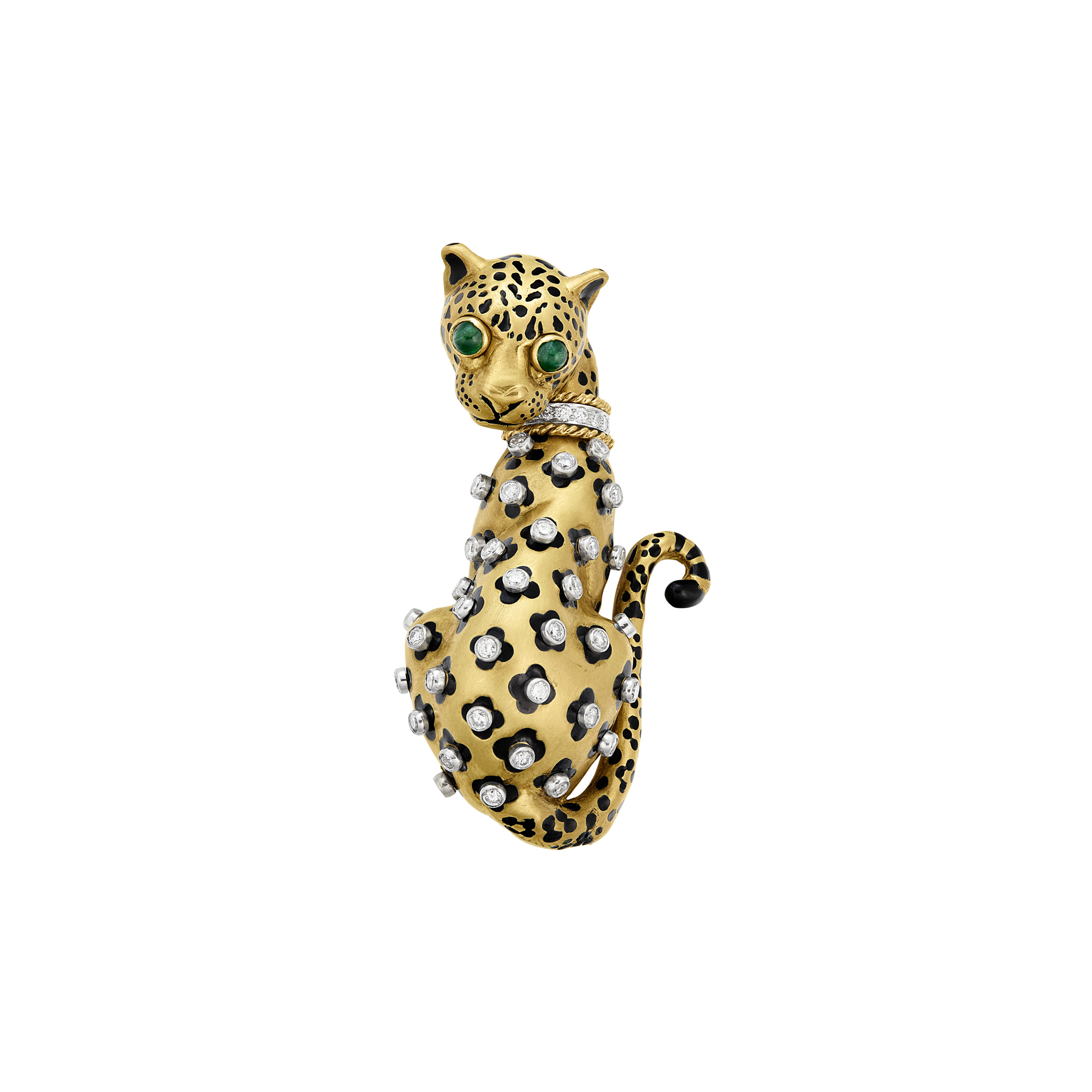 DAVID WEBB EMERALD, DIAMOND AND ENAMEL LEOPARD BROOCH, | Christie’s