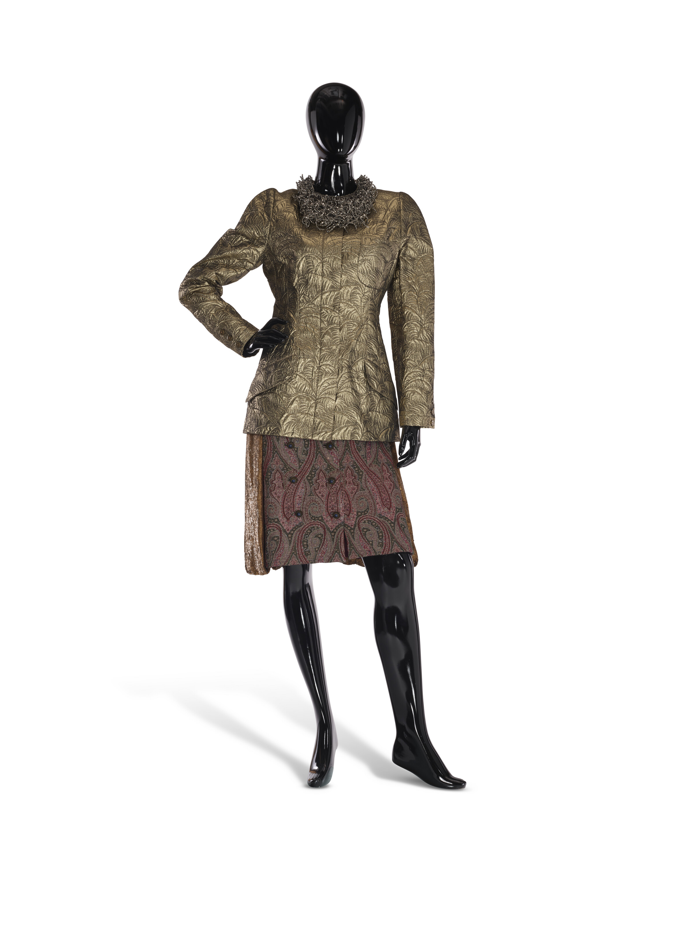 A GROUP OF GOLD SEQUINED AND PATTERNED SEPARATES, LABELED KRIZIA, DOLCE ...