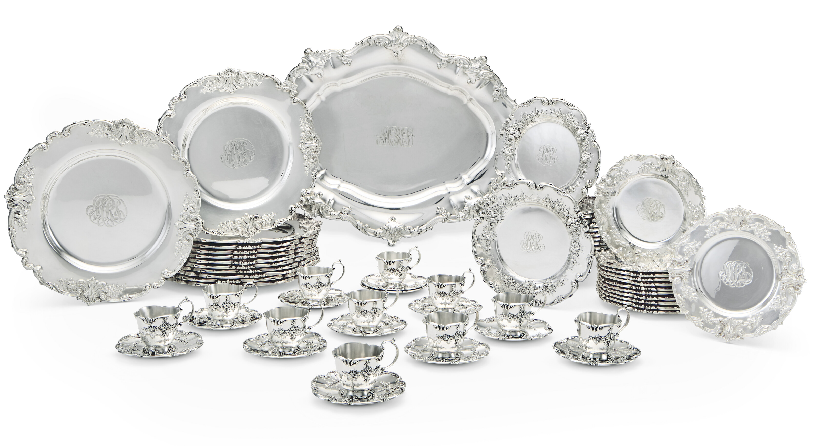 AN ASSEMBLED AMERICAN SILVER TABLE SERVICE, MARK OF REDLICH & CO., NEW ...