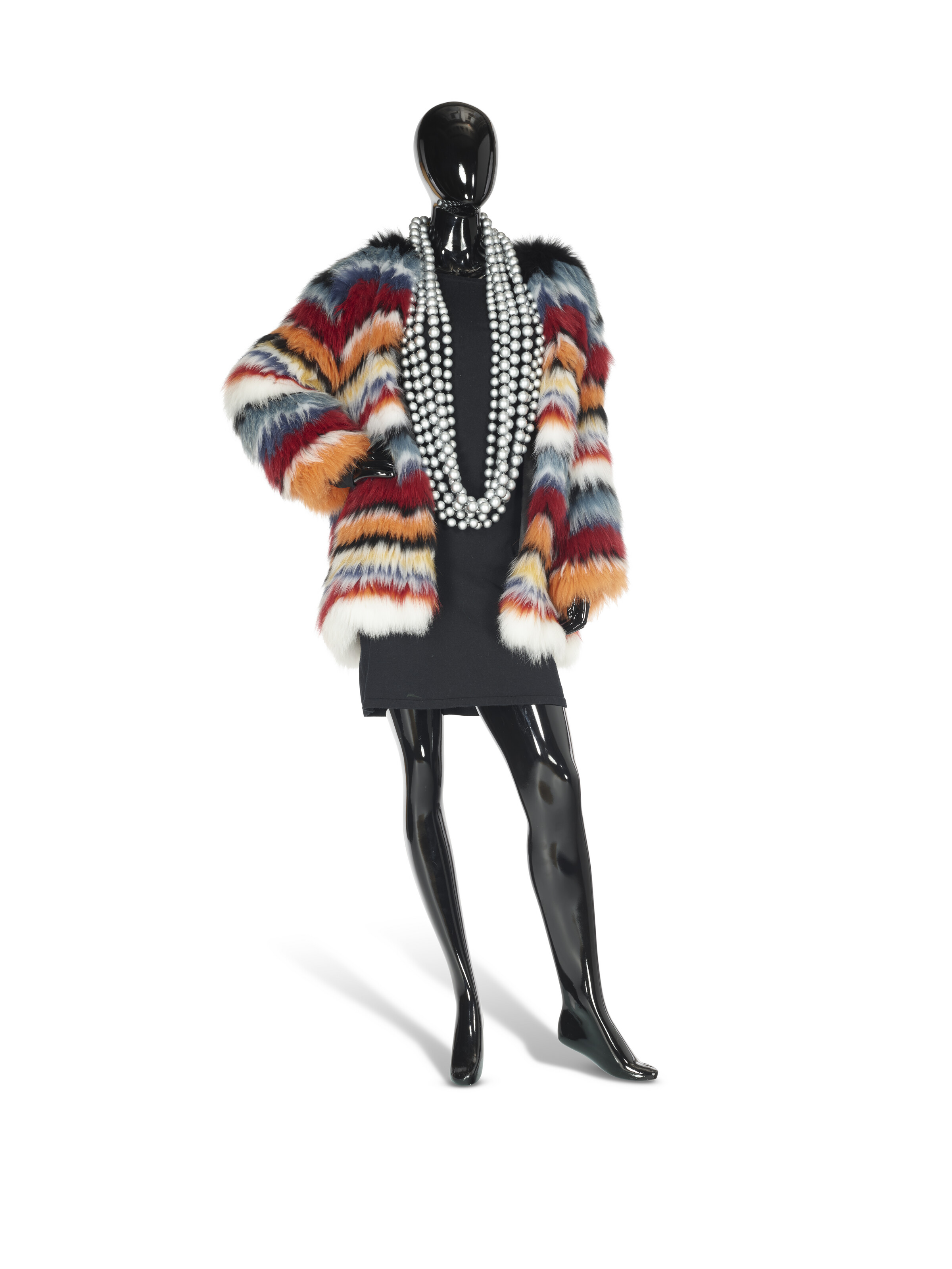 A MULTICOLOR FUR COAT, LABELED POLOGEORGIS, NEW YORK, CIRCA 2020 ...