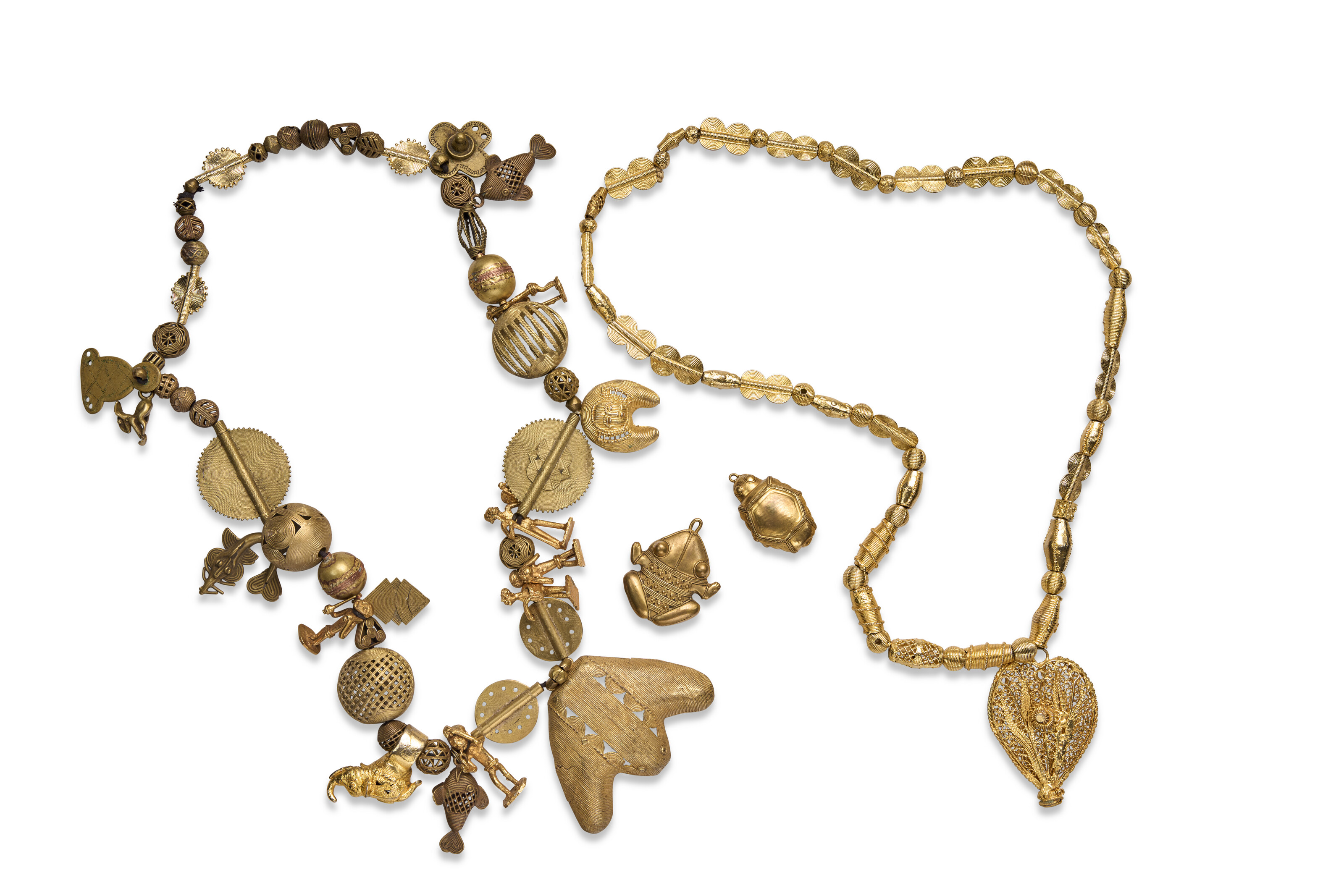 A GROUP OF ASHANTI-STYLE GOLDTONE JEWELRY WITH FILIGREE DETAIL ...