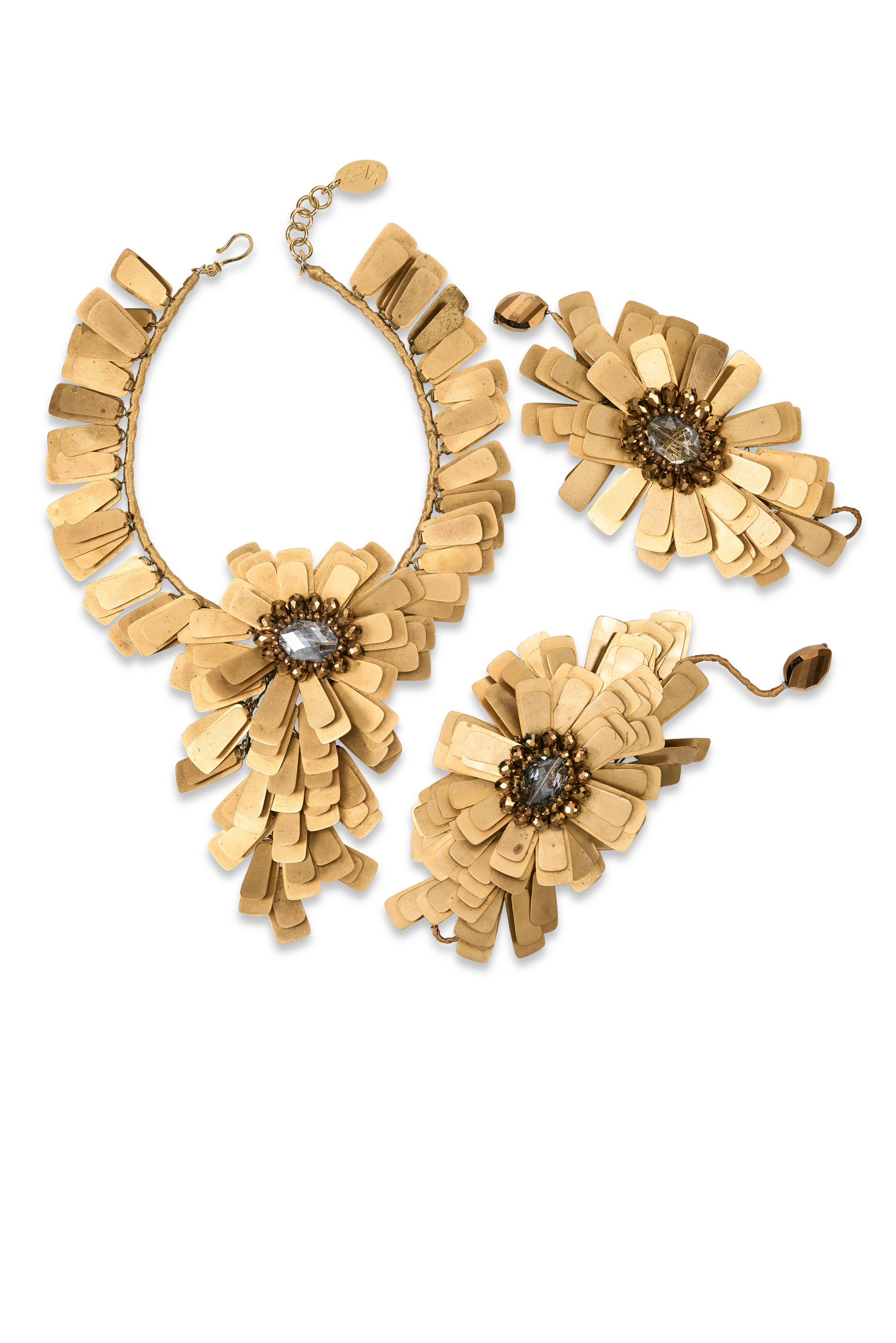 A GOLDTONE METAL AND RHINESTONE STARBURST PARURE, VILAIWAN FINE JEWELRY ...