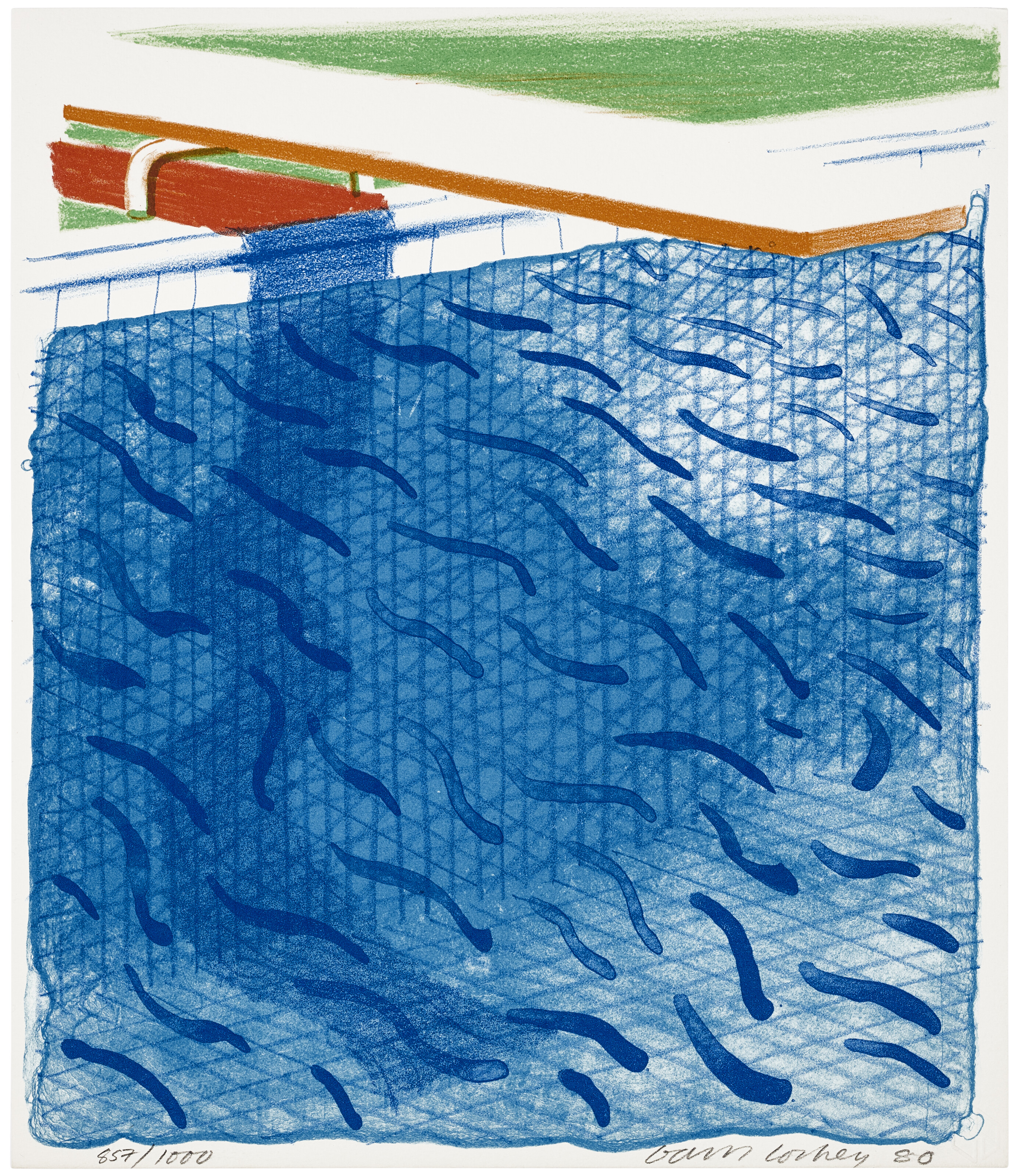 DAVID HOCKNEY (B. 1937), Pool Made with Paper and Blue Ink for Book ...