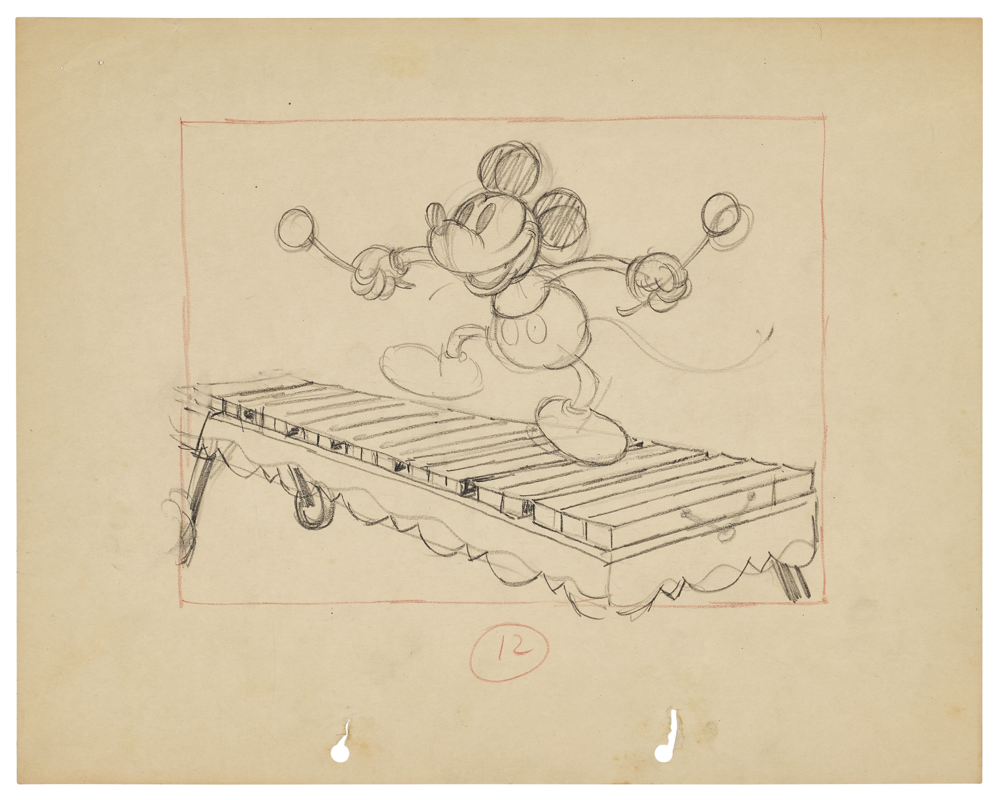 WALT DISNEY STUDIOS, 1930S, An Animation Drawing for Mickey Mouse ...