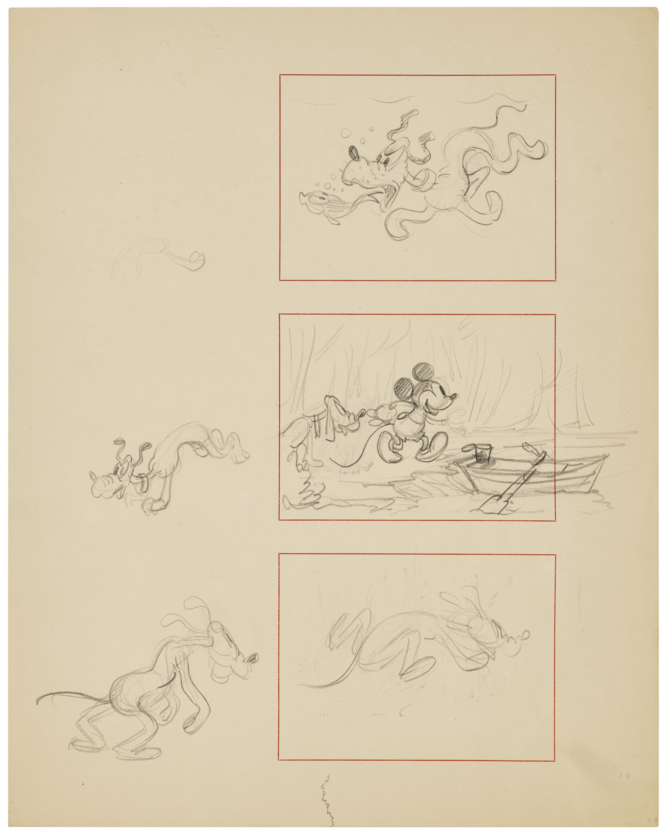 WALT DISNEY STUDIOS, 1930S, Preliminary Animation Drawings for Mickey ...