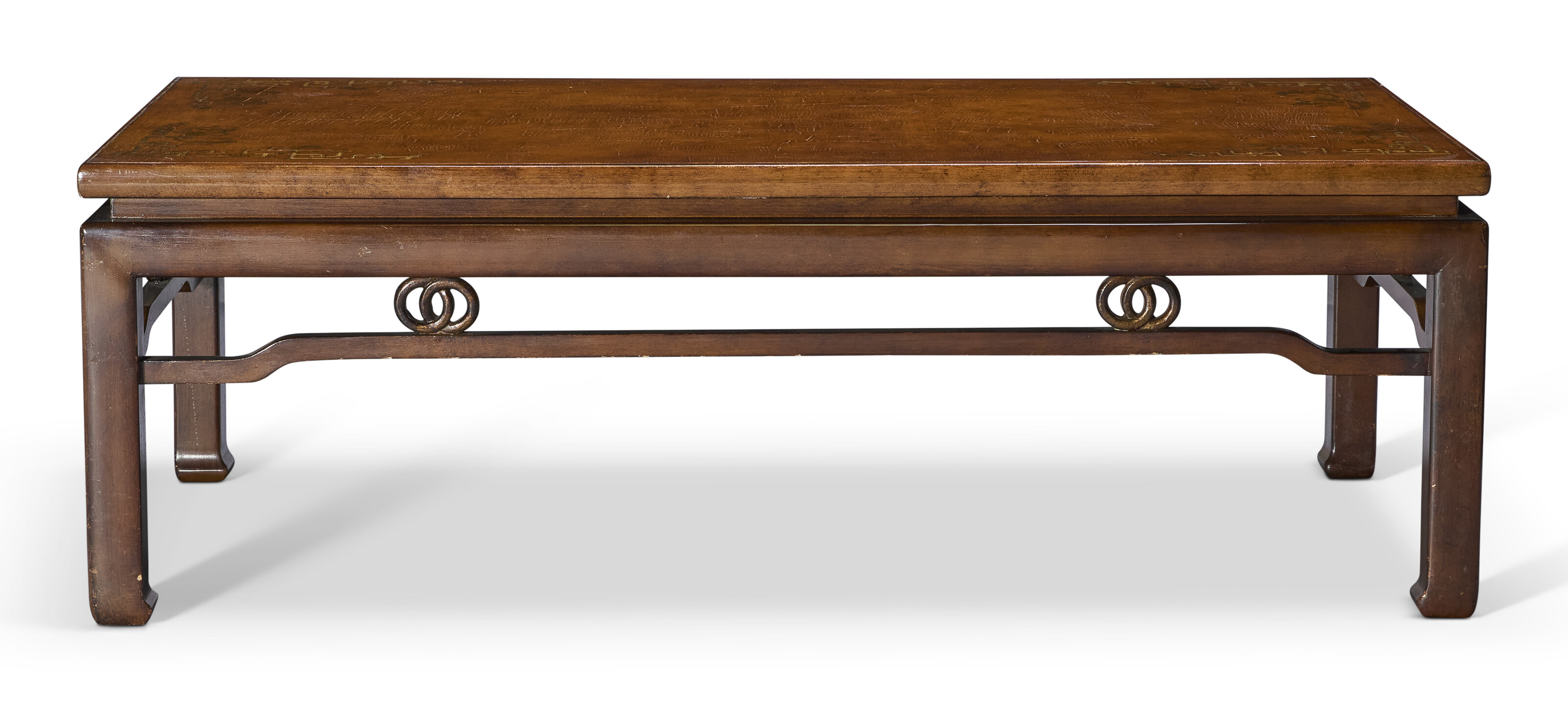 A CHINESE-STYLE PARCEL-GILT AND FAUX-HUANGHUALI LOW TABLE, SECOND HALF ...