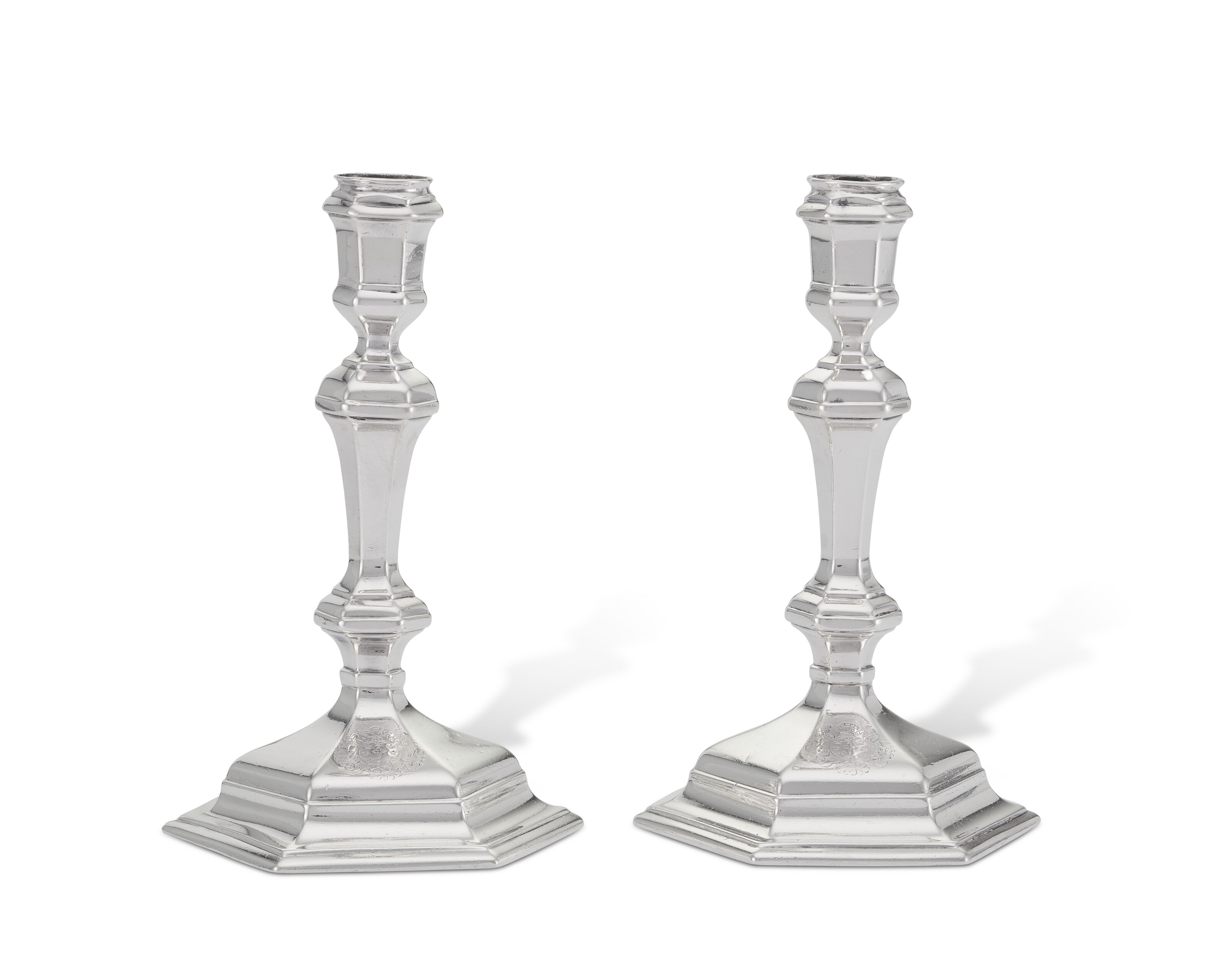 A PAIR OF GEORGE I SILVER CANDLESTICKS, MARK OF MATTHEW COOPER I ...