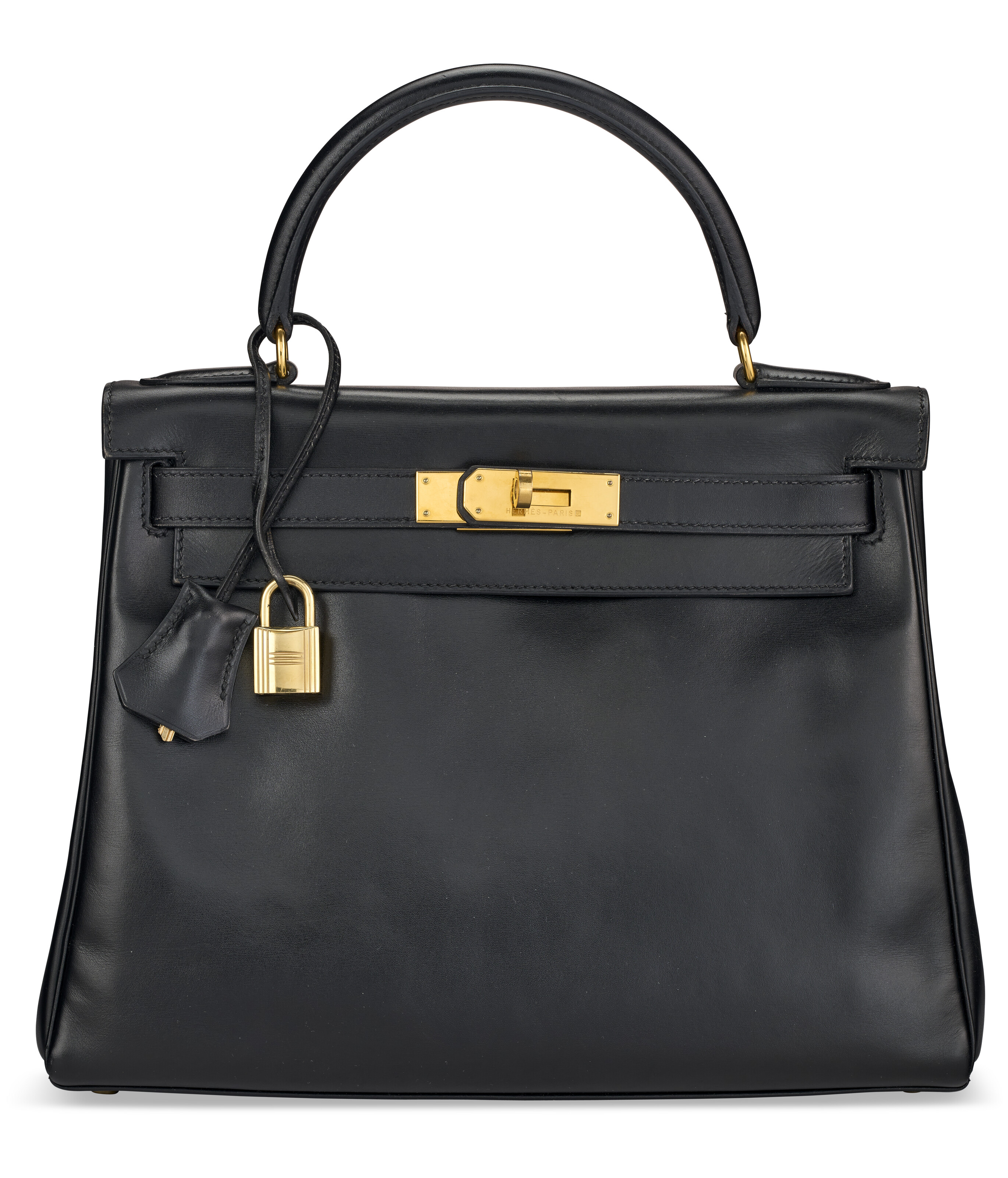 A BLACK CALF BOX LEATHER RETOURNÉ KELLY 28 WITH GOLD HARDWARE, HERMÈS ...