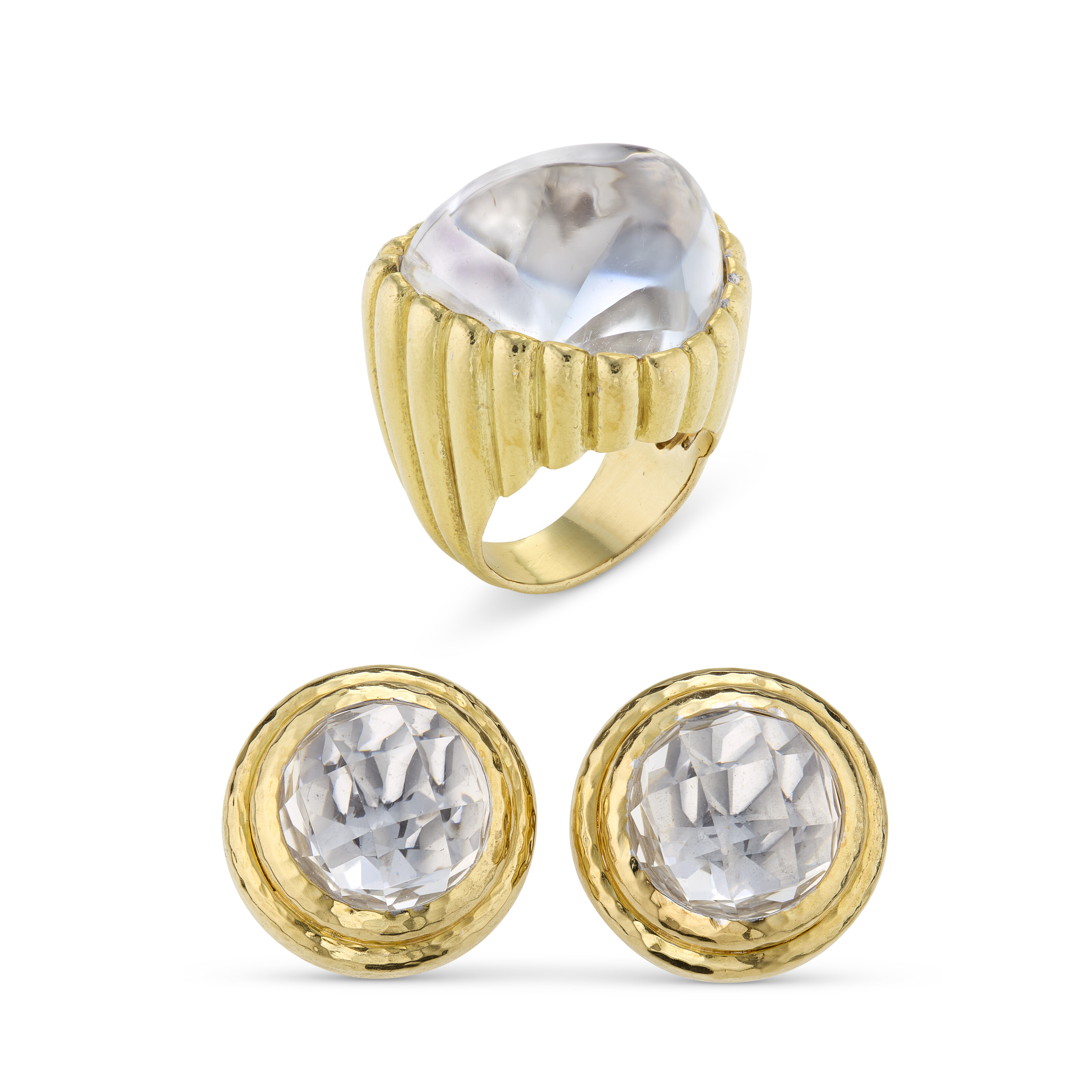 DAVID WEBB SET OF ROCK CRYSTAL AND HAMMERED GOLD JEWELRY, | Christie’s
