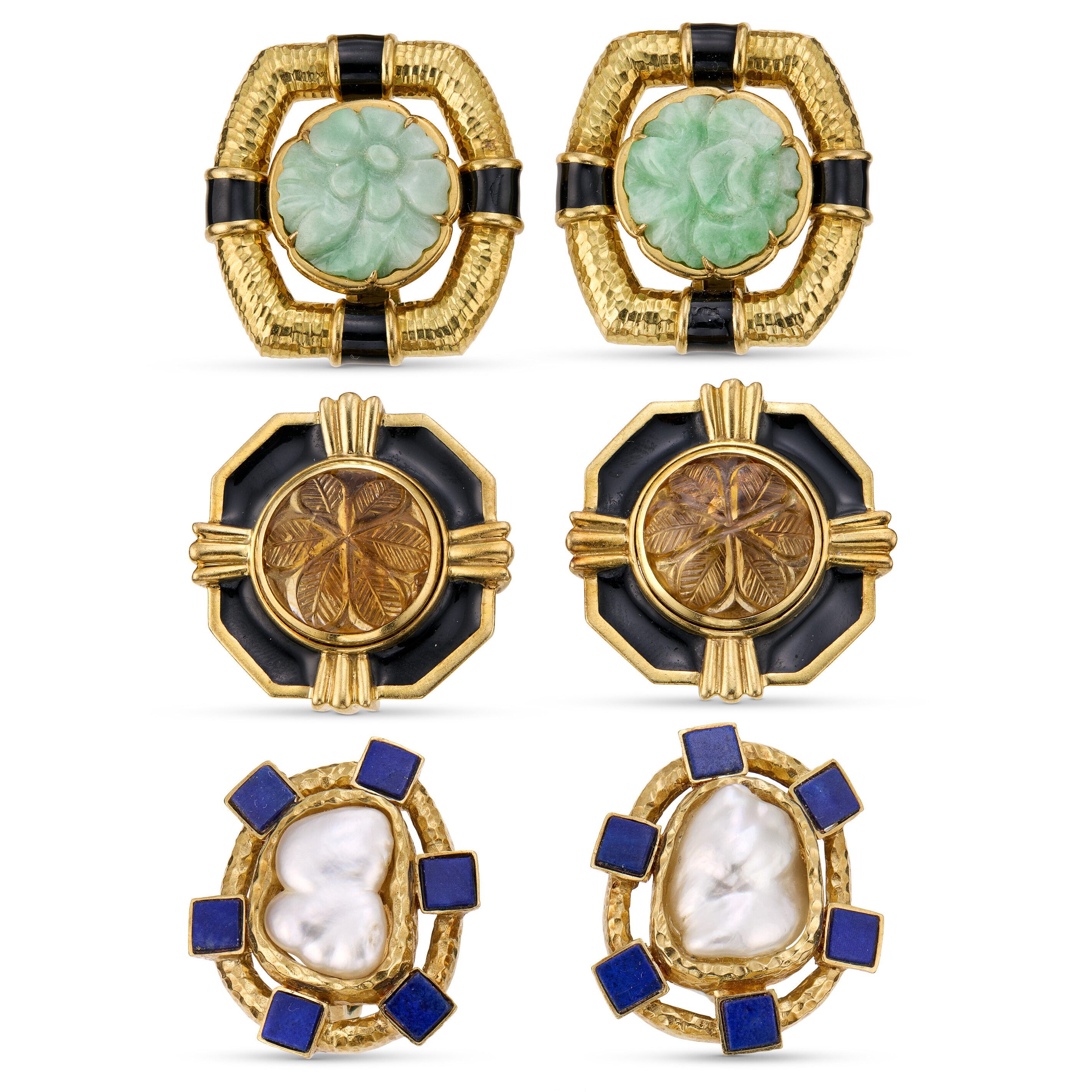 DAVID WEBB GROUP OF MULTI-GEM, ENAMEL AND GOLD EARRINGS, | Christie’s