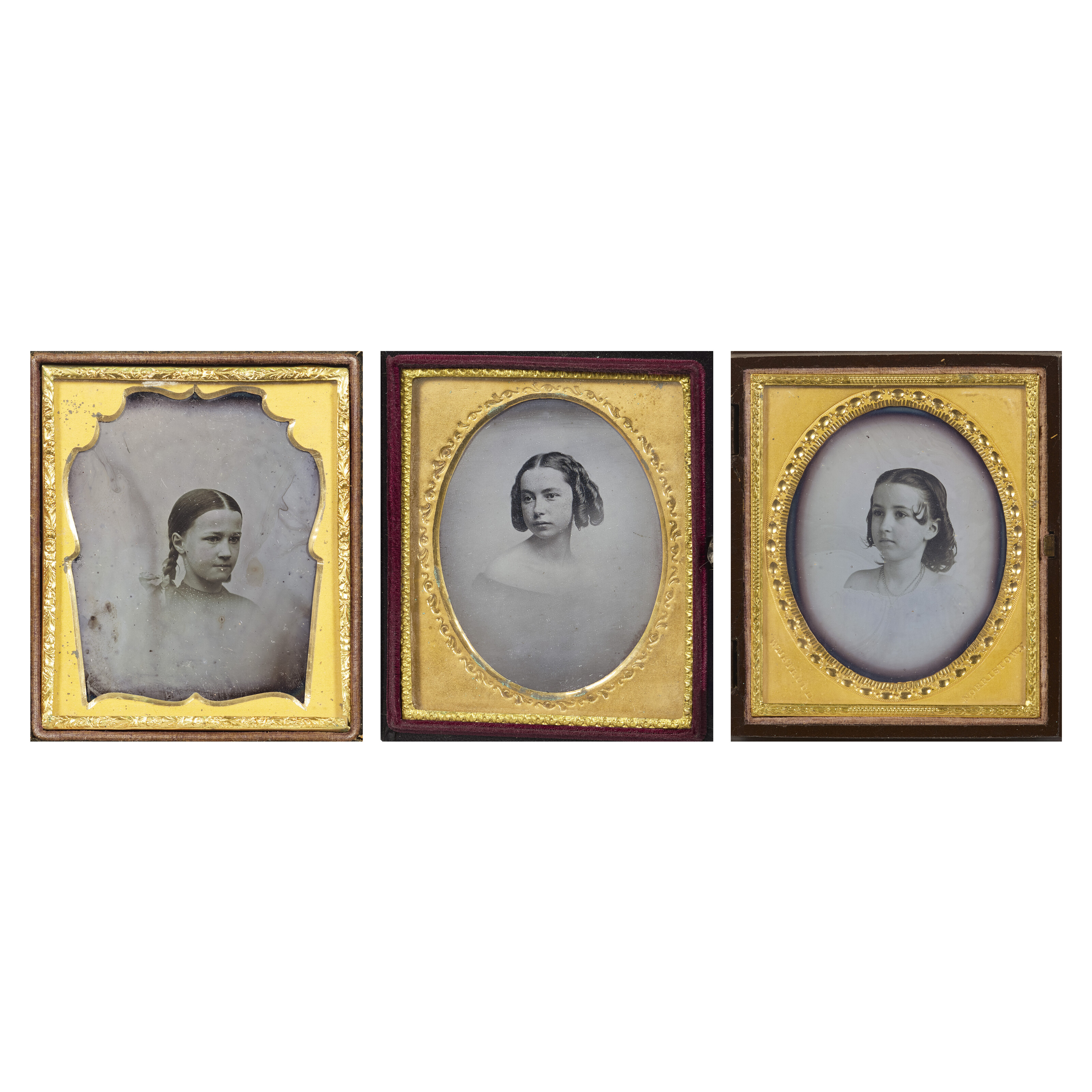 VARIOUS PHOTOGRAPHERS, Group Lot of Three Vignetted Portraits ...