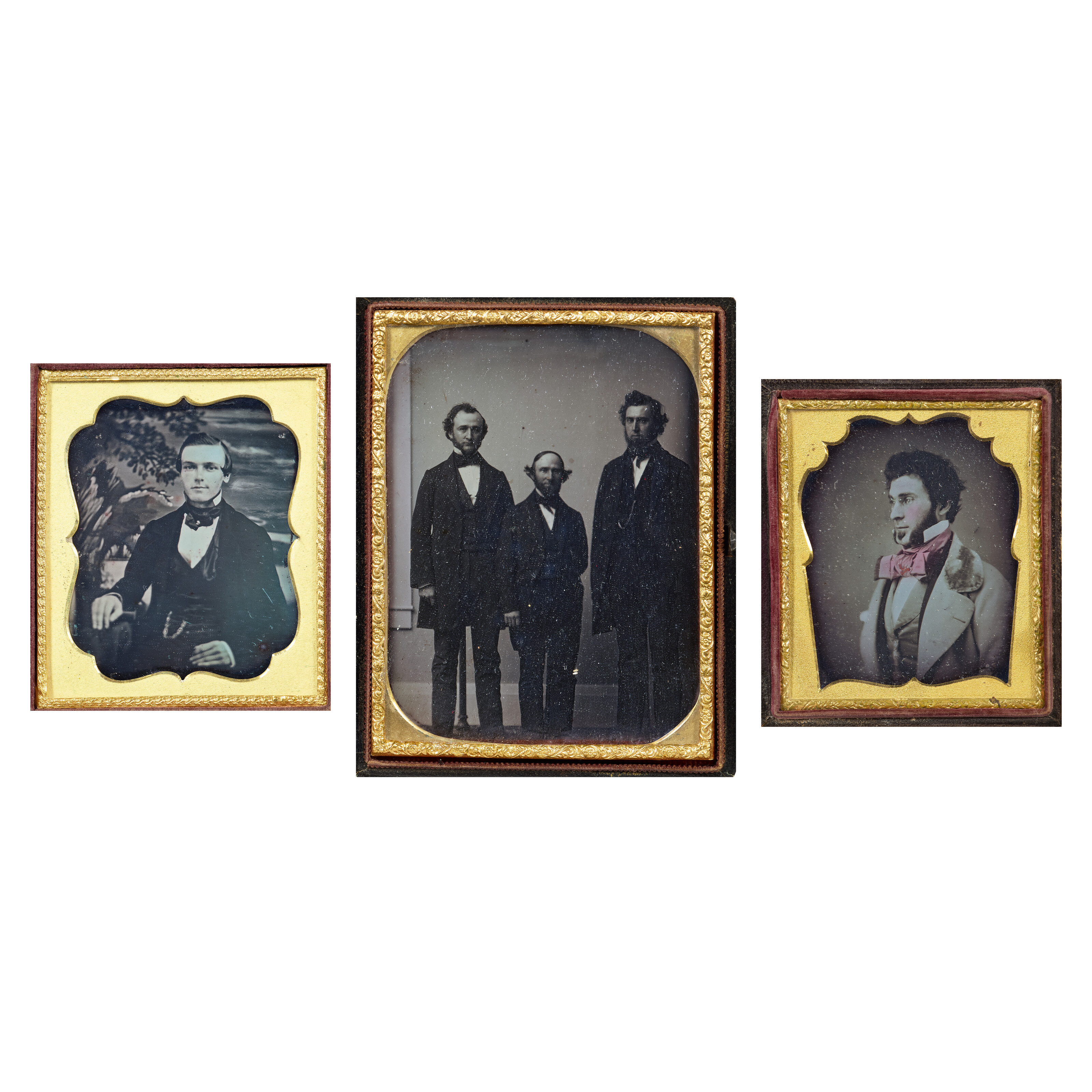 UNKNOWN PHOTOGRAPHERS, Group Lot of Three Depicting Men in Exuberant ...