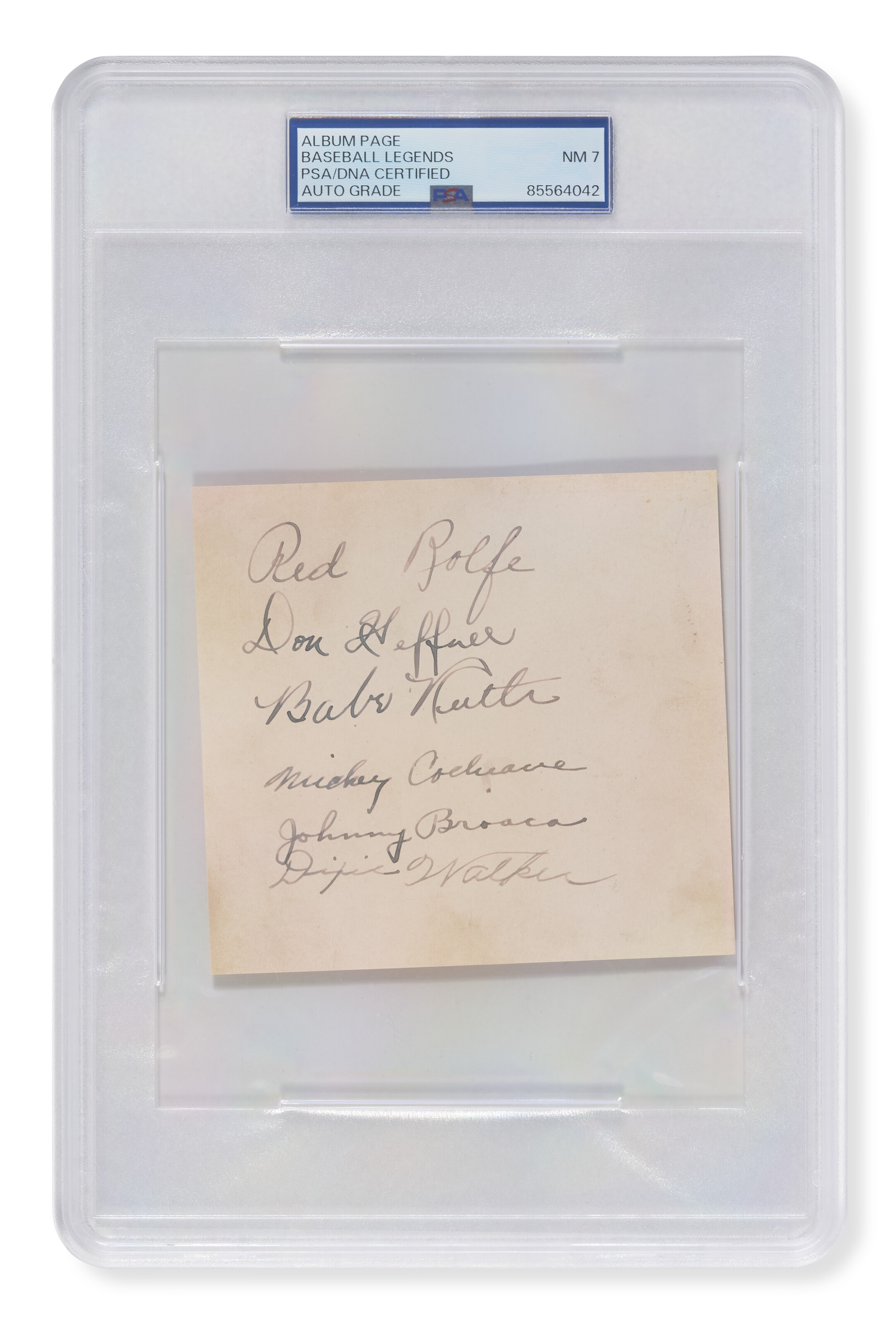 BABE RUTH AND OTHERS AUTOGRAPHED ALBUM PAGE (PSA/DNA 7 NM), CIRCA 1930 ...