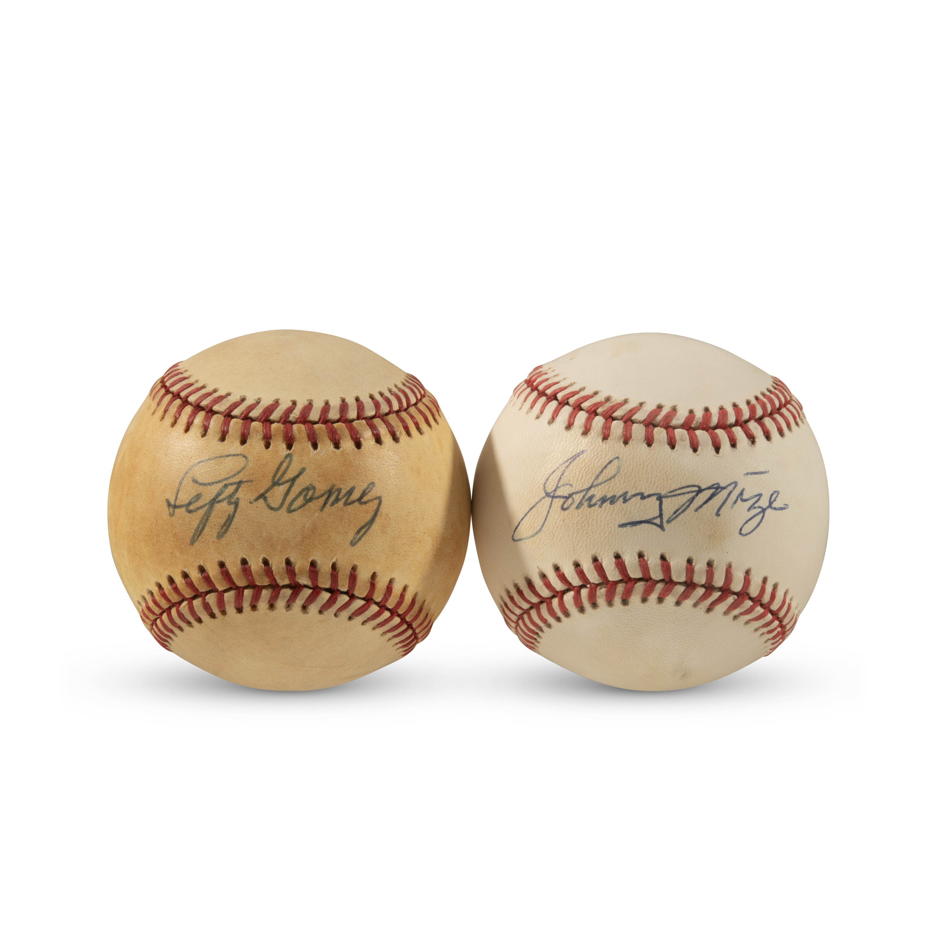LEFTY GOMEZ AND JOHNNY MIZE SINGLE SIGNED BASEBALLS (PSA/DNA: VG-EX/MT ...