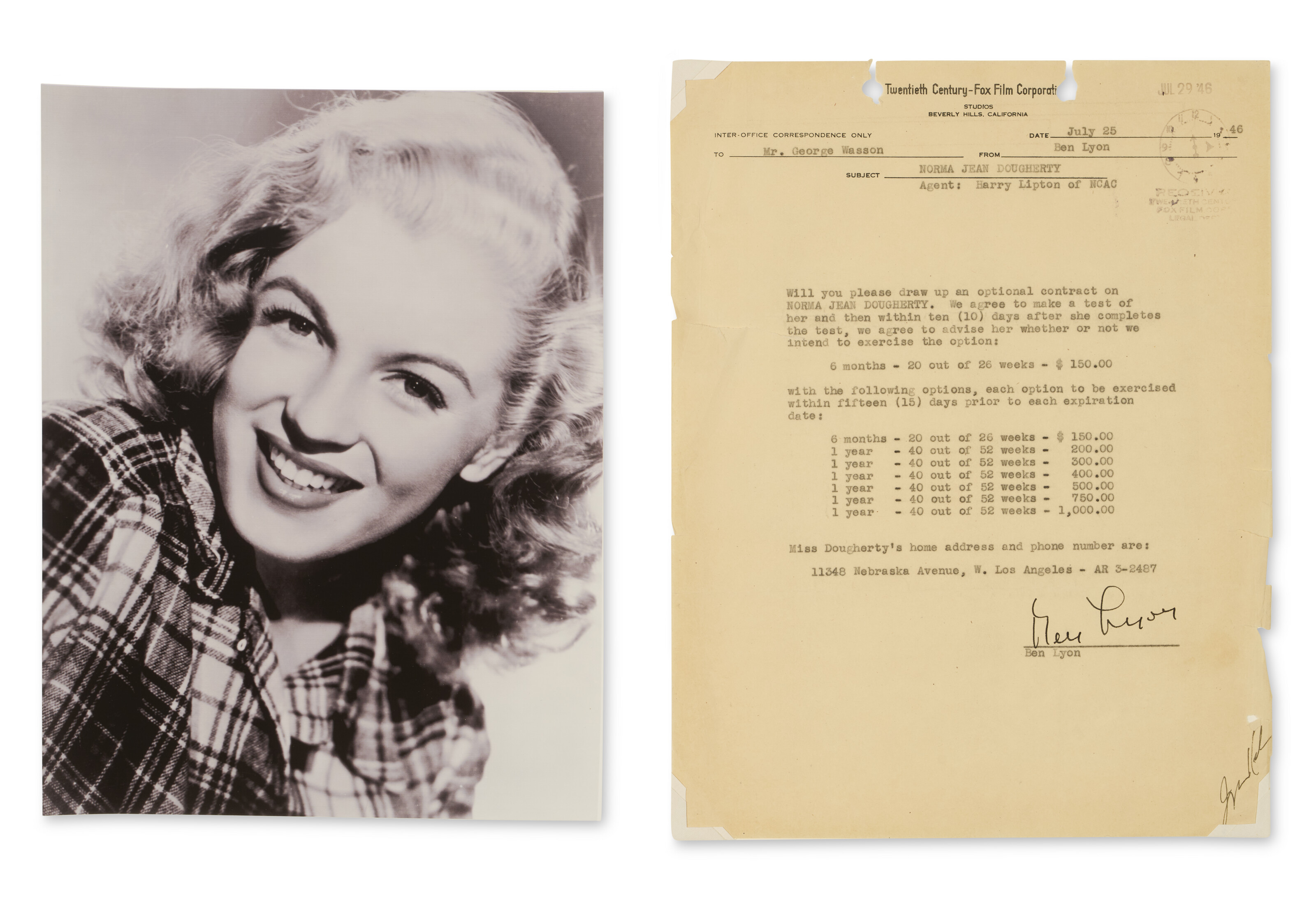 a-very-early-twentieth-century-fox-typescript-memo-regarding-marilyn
