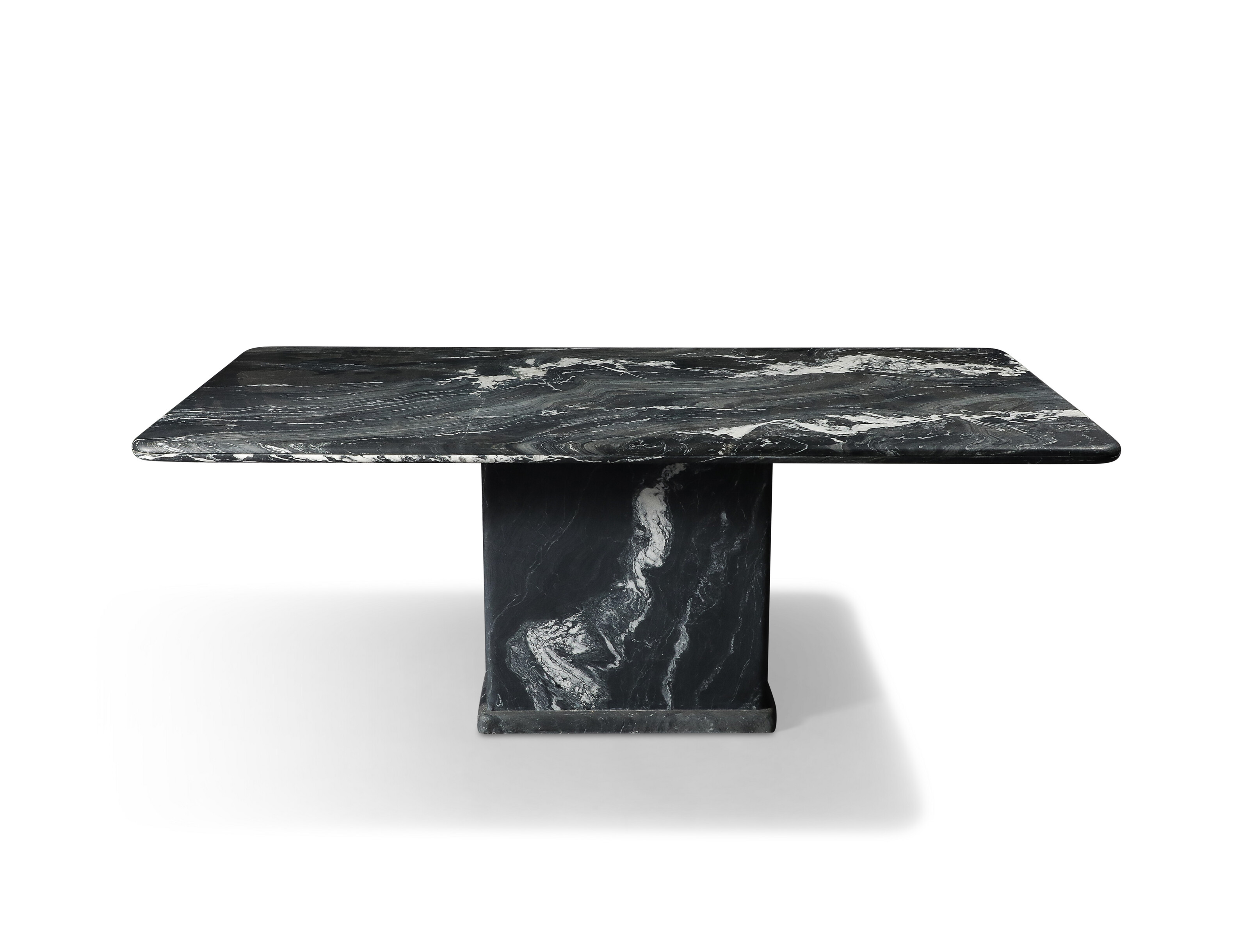 A LARGE DARK GREY AND WHITE-VEINED MARBLE TABLE, MODERN | Christie’s