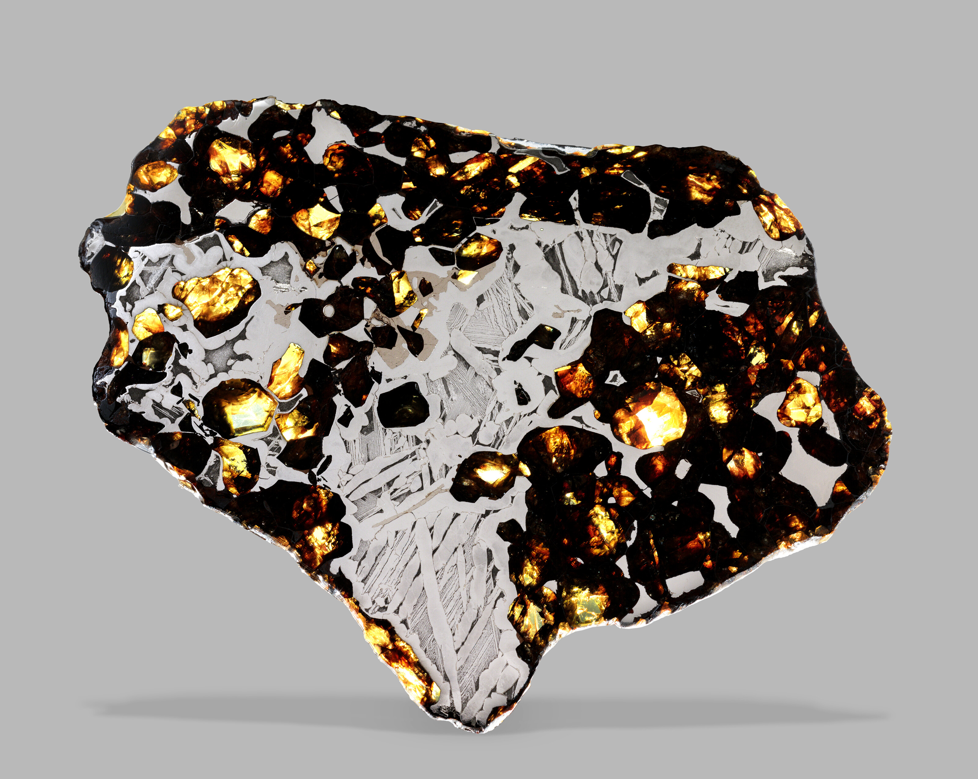 SEYMCHAN METEORITE — COMPLETE SLICE WITH GEMS FROM SPACE, Pallasite ...
