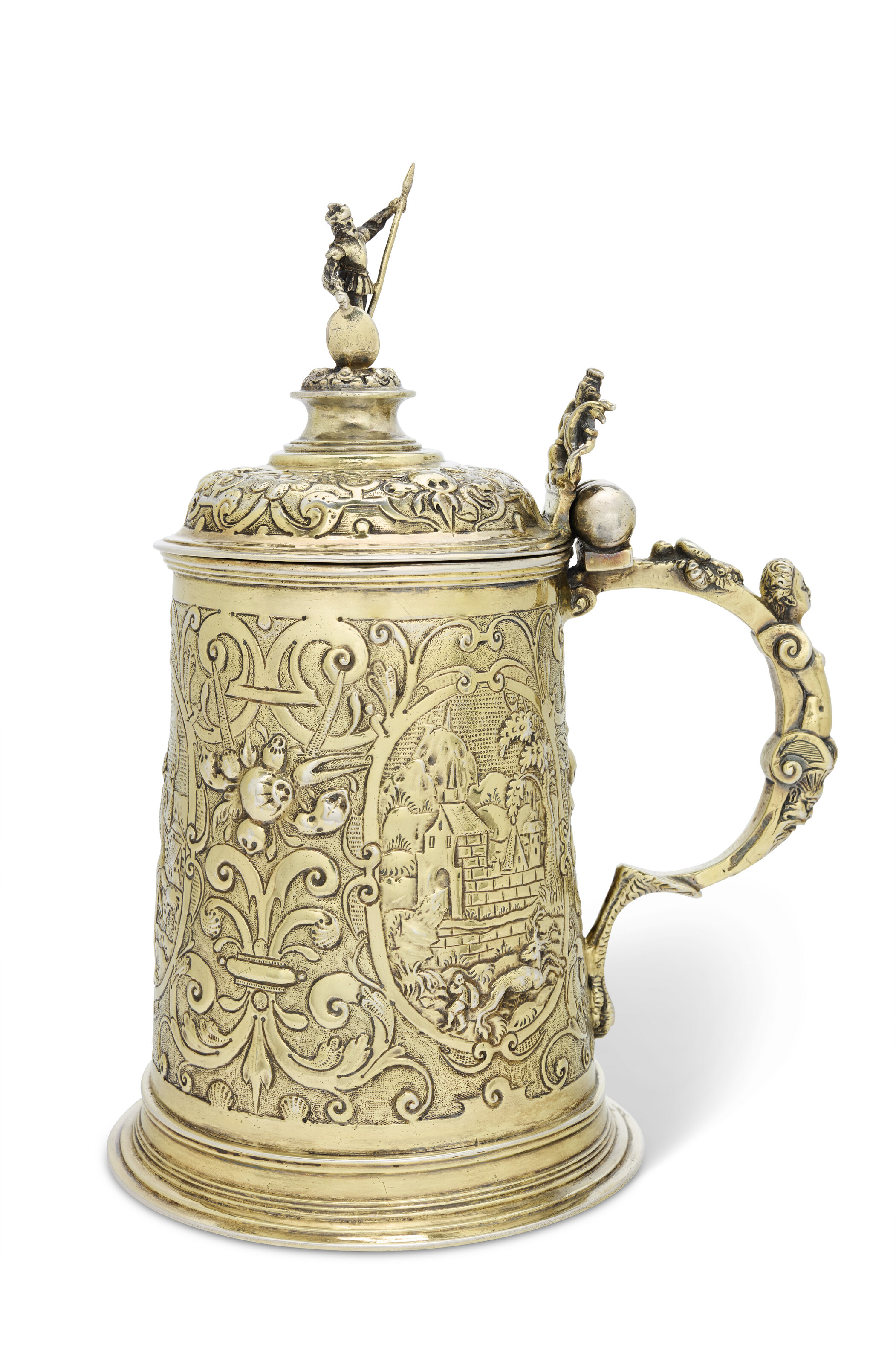 TANKARD ALLEMAND EN VERMEIL ET ARGENT, PAR ADAM SEGER(ER) (1597-1620 ...