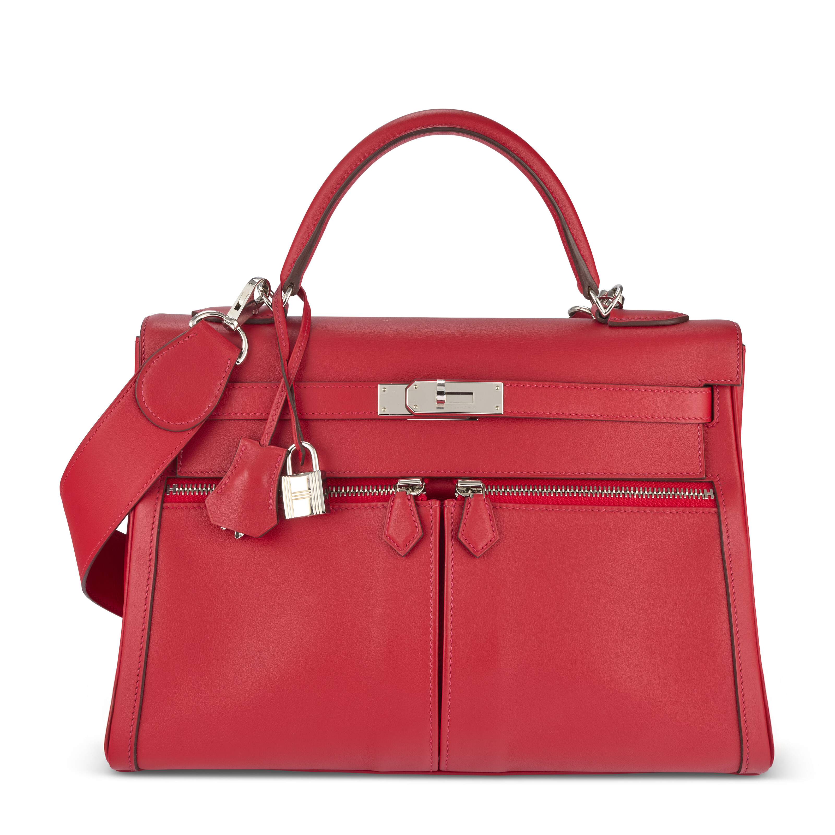 A SPECIAL ORDER ROUGE VIF SWIFT LEATHER KELLY LAKIS 32 WITH PALLADIUM ...