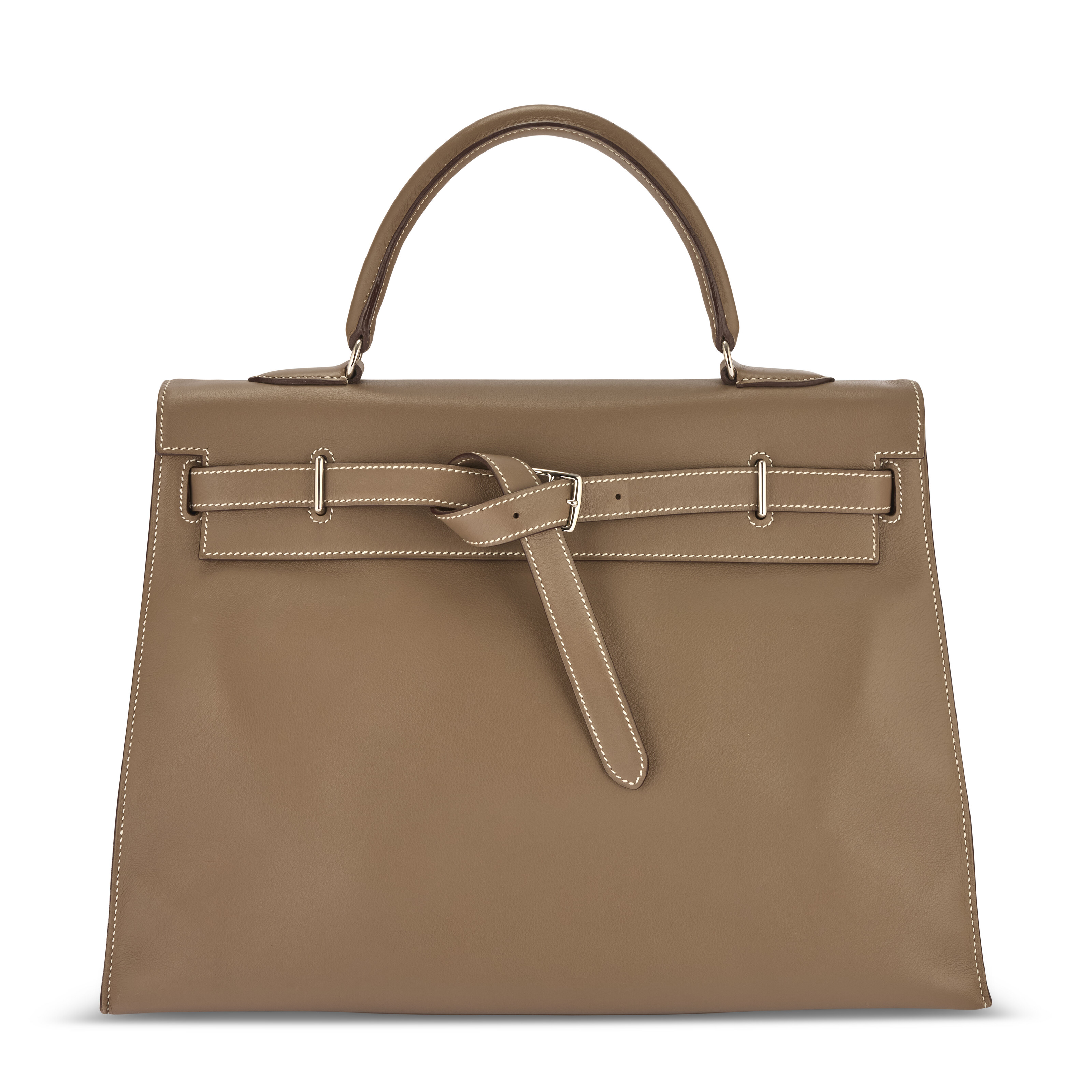 AN ÉTOUPE SWIFT LEATHER KELLY FLAT 35 WITH PALLADIUM HARDWARE, HERMÈS ...