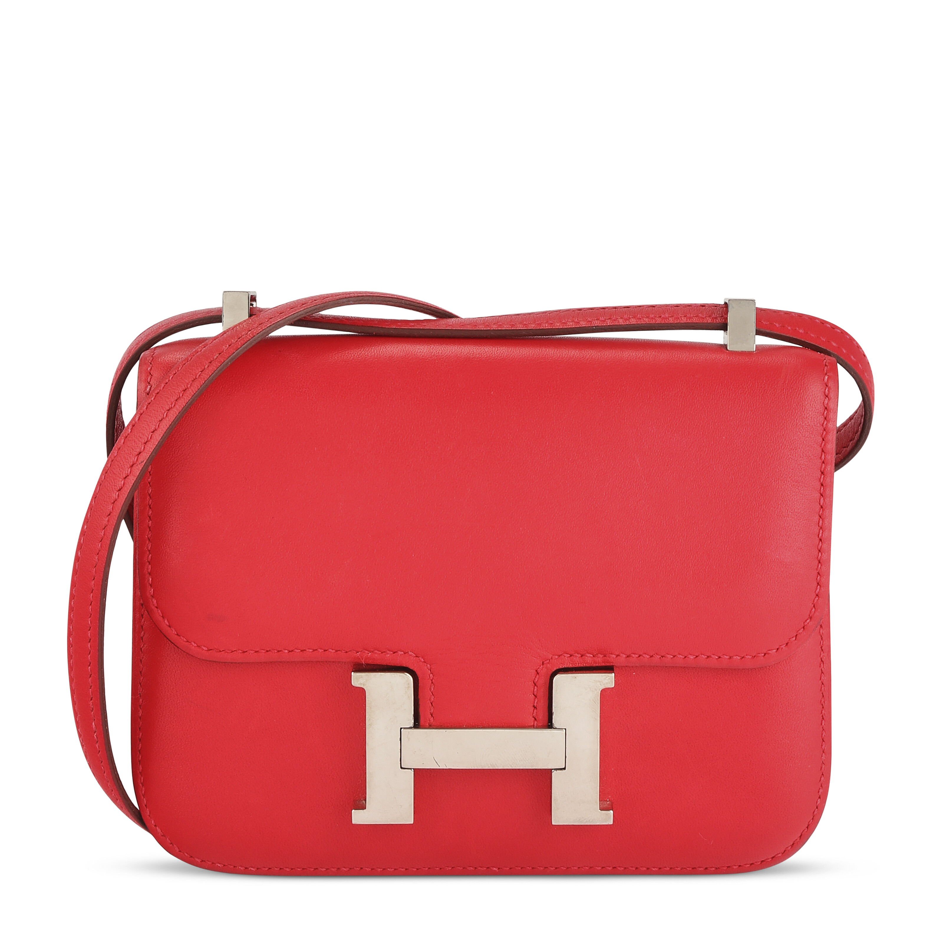 A ROUGE VIF SWIFT LEATHER MICRO MINI CONSTANCE WITH PALLADIUM HARDWARE ...