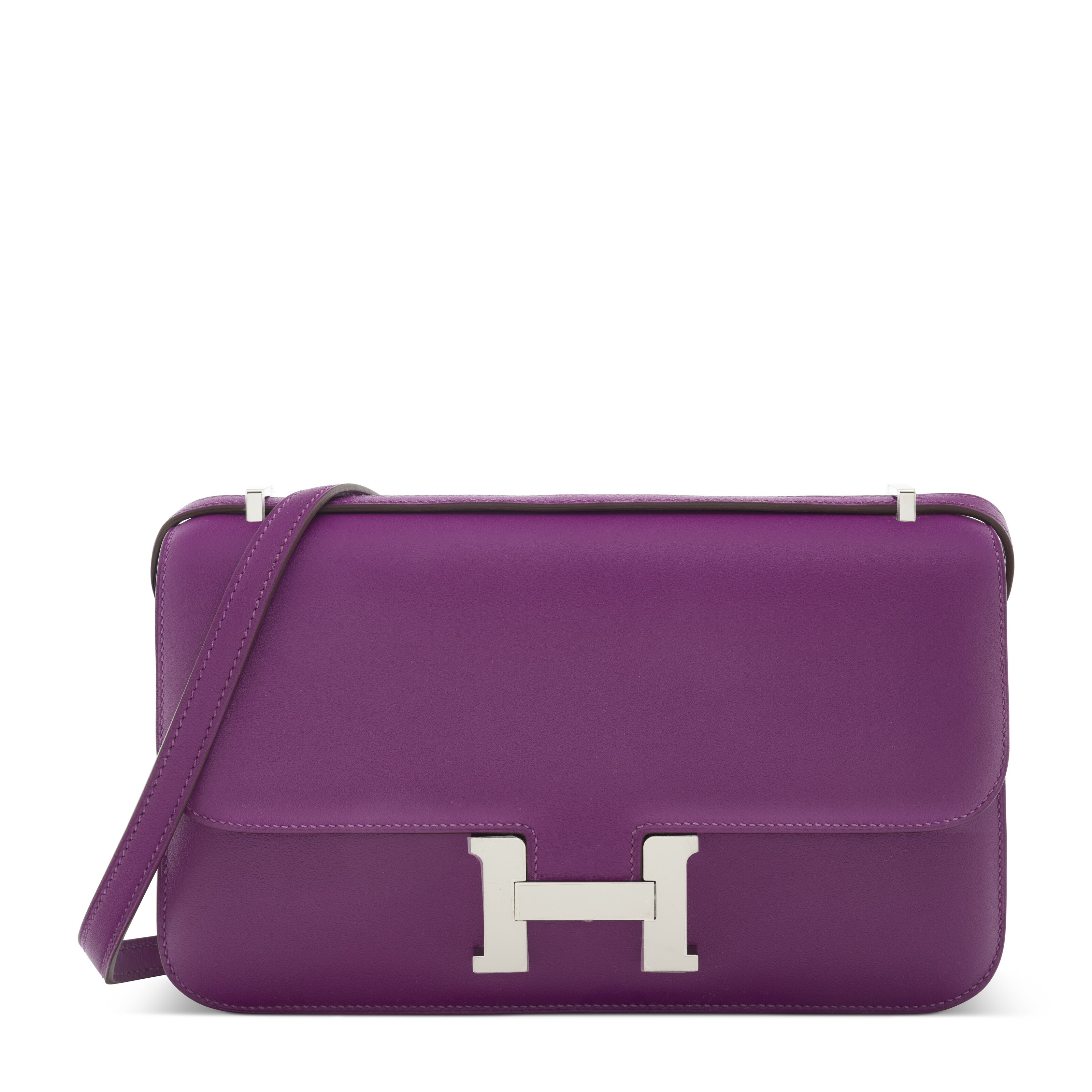 AN ANÉMONE SWIFT LEATHER CONSTANCE ÉLAN WITH PALLADIUM HARDWARE, HERMÈS ...