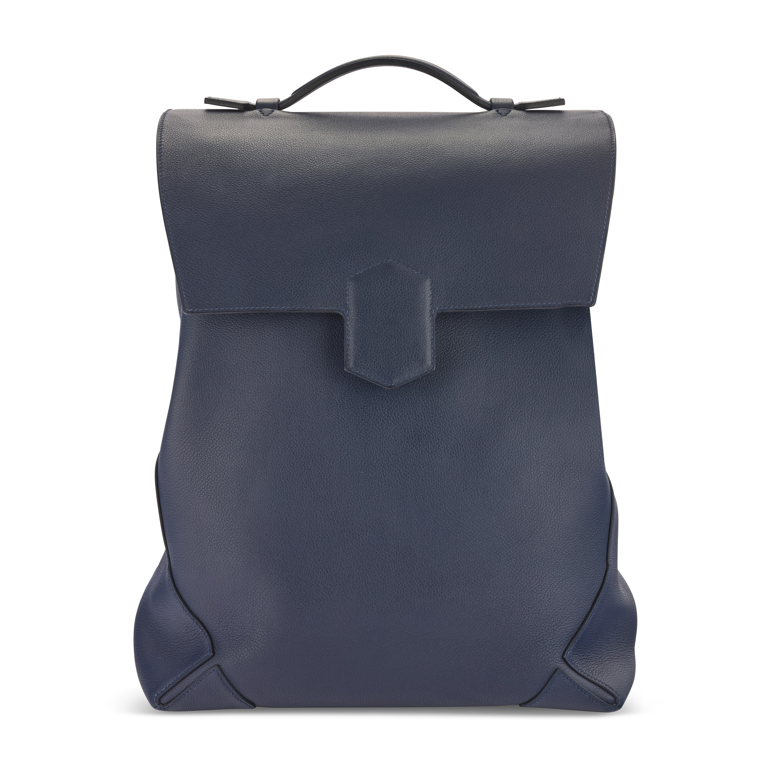 A BLEU NUIT MAURICE LEATHER FLASH BACKPACK, WITH PALLADIUM HARDWARE ...