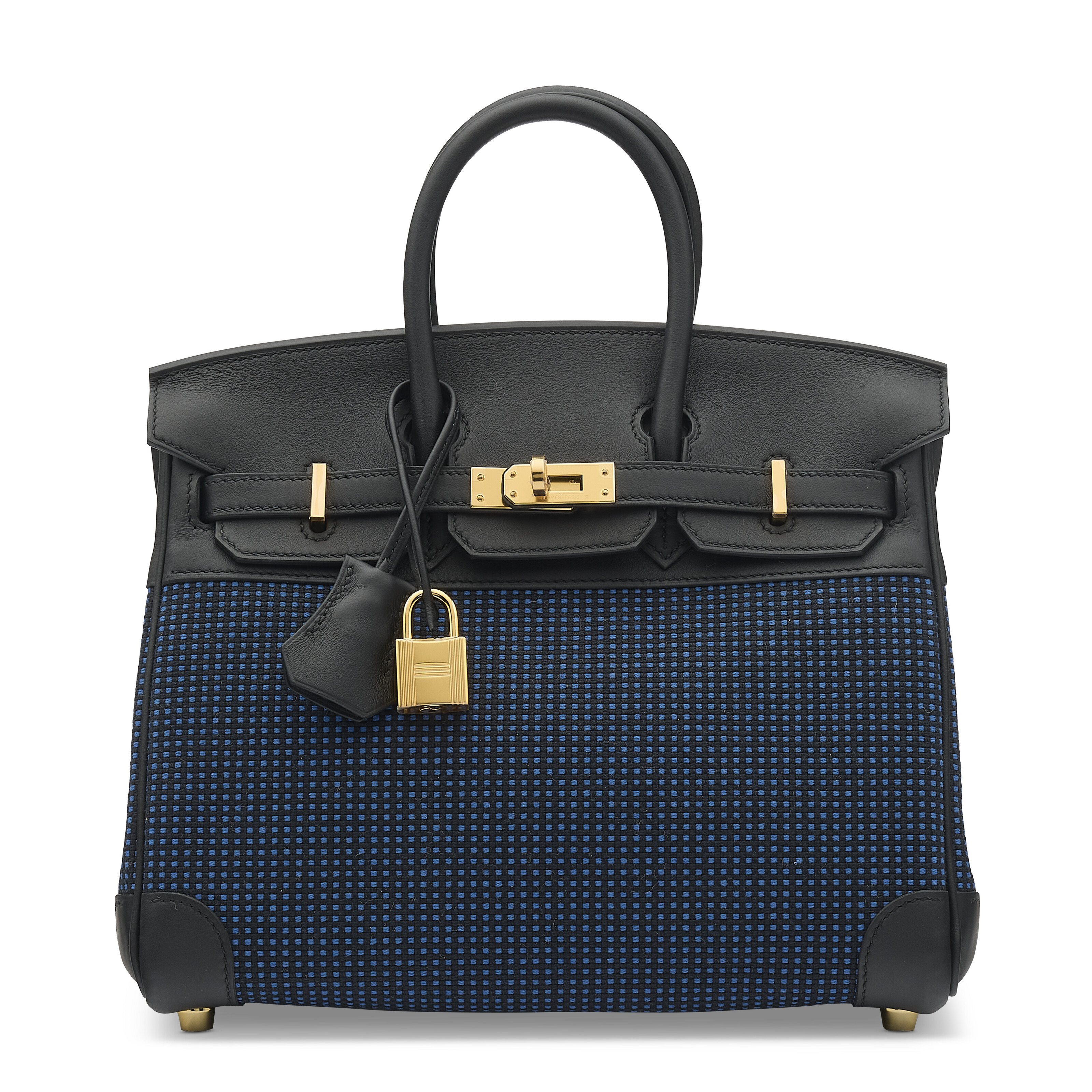 A LIMITED EDITION BLEU ÉGÉE TOILE QUADRILLE & BLACK SWIFT LEATHER ...