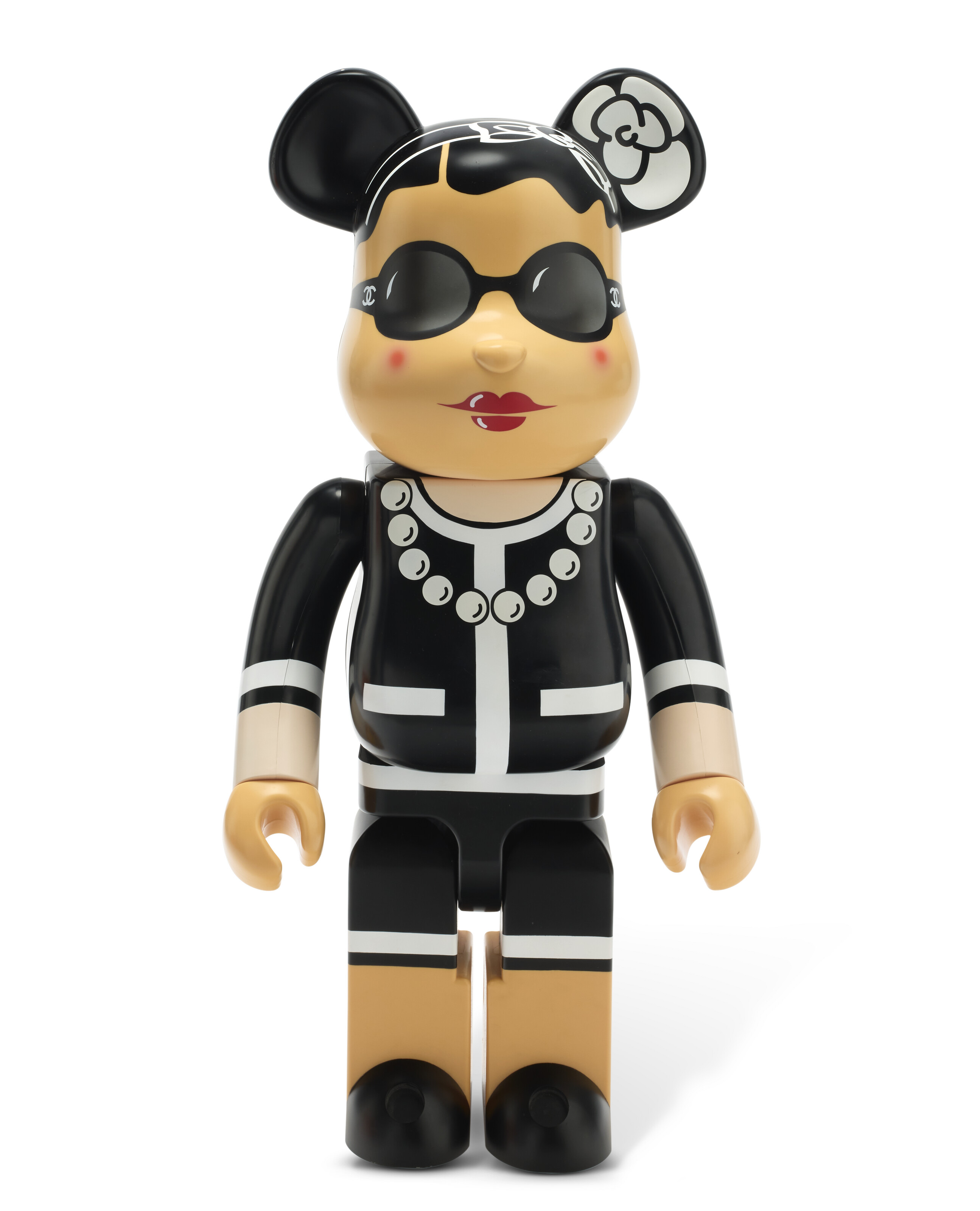 A MEDICOM TOY 1000%, BLACK, WHITE, BEIGE & RED LUCITE COCO BEARBRICK ...