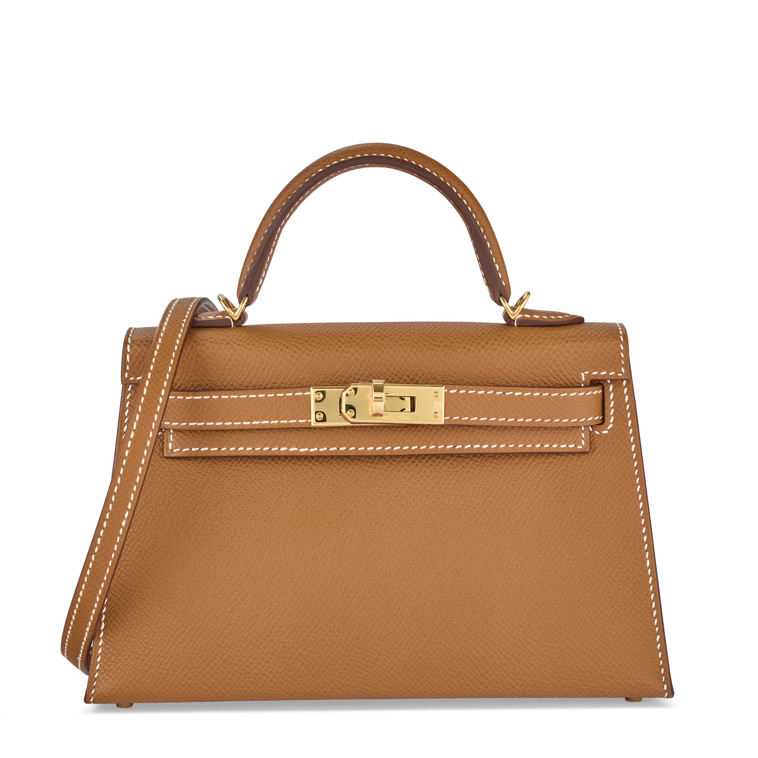 A GOLD EPSOM LEATHER MINI KELLY 20 II WITH GOLD HARDWARE, HERMÈS, 2024 ...