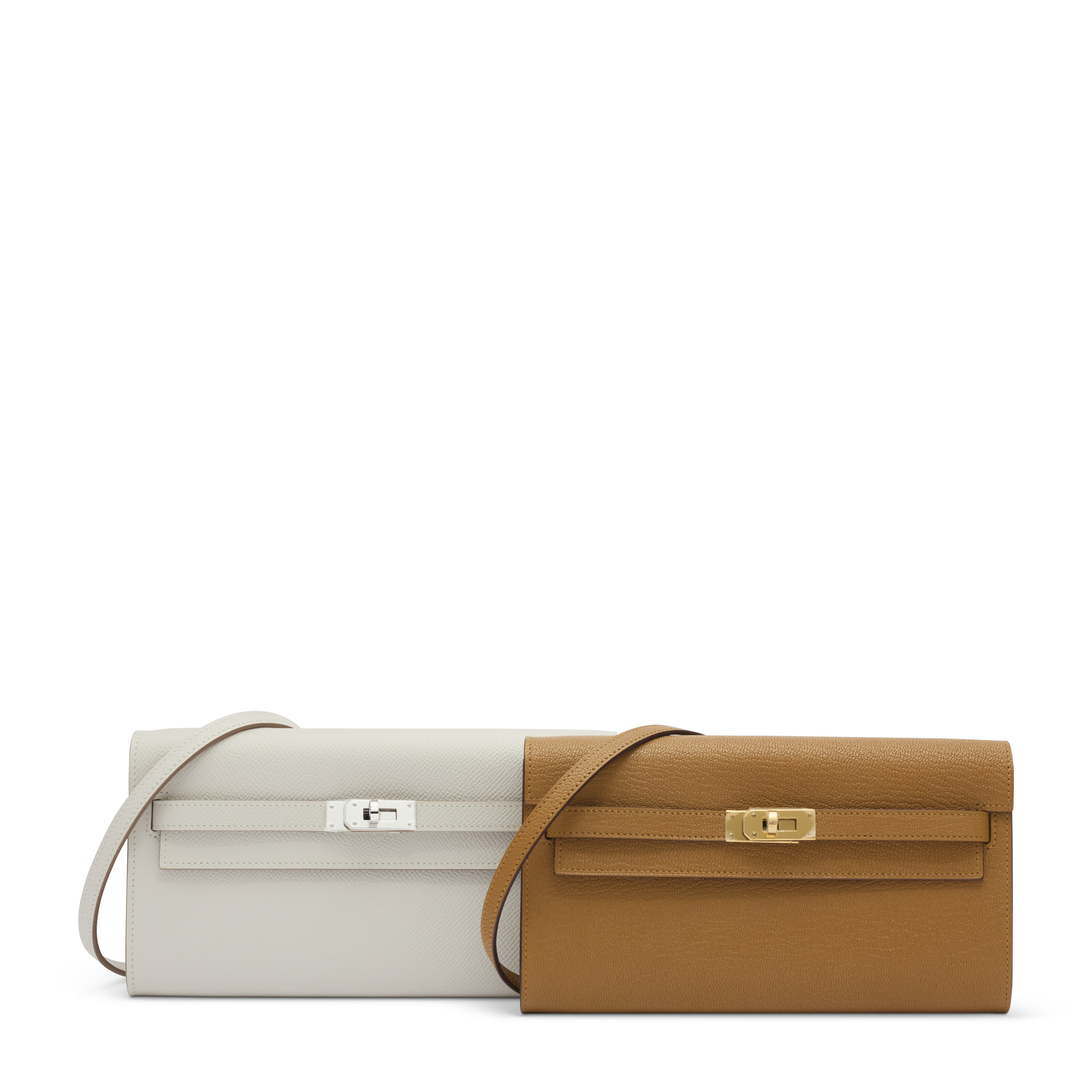 A GROUP OF TWO: A GRIS PÂLE EPSOM LEATHER KELLY TO GO WITH PALLADIUM ...