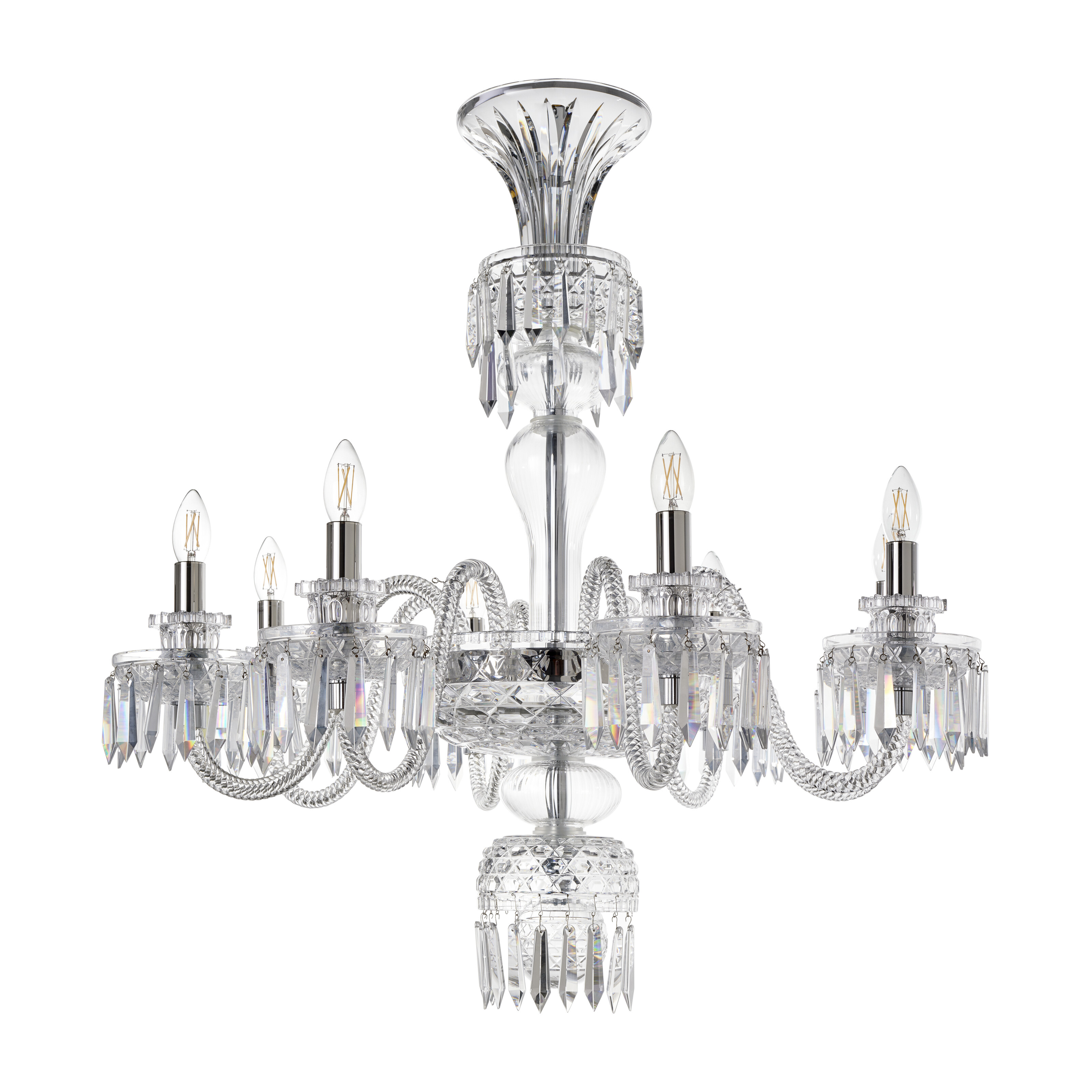 A CRYSTAL EIGHT LIGHTS ROYAL COURT CHANDELIER BY SAINT LOUIS, SAINT ...