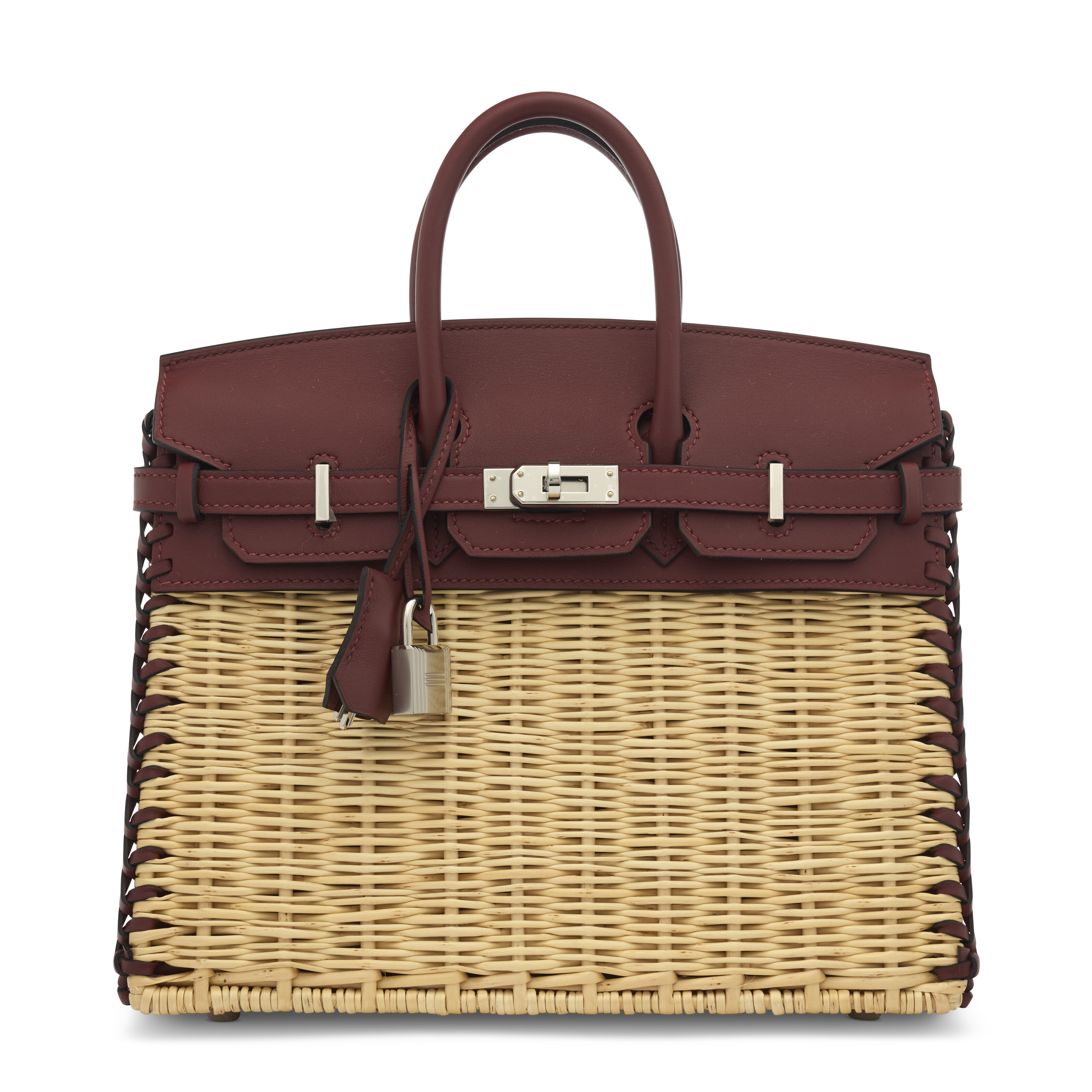A LIMITED EDITION ROUGE SELLIER SWIFT LEATHER & OSIER PICNIC BIRKIN 25 ...
