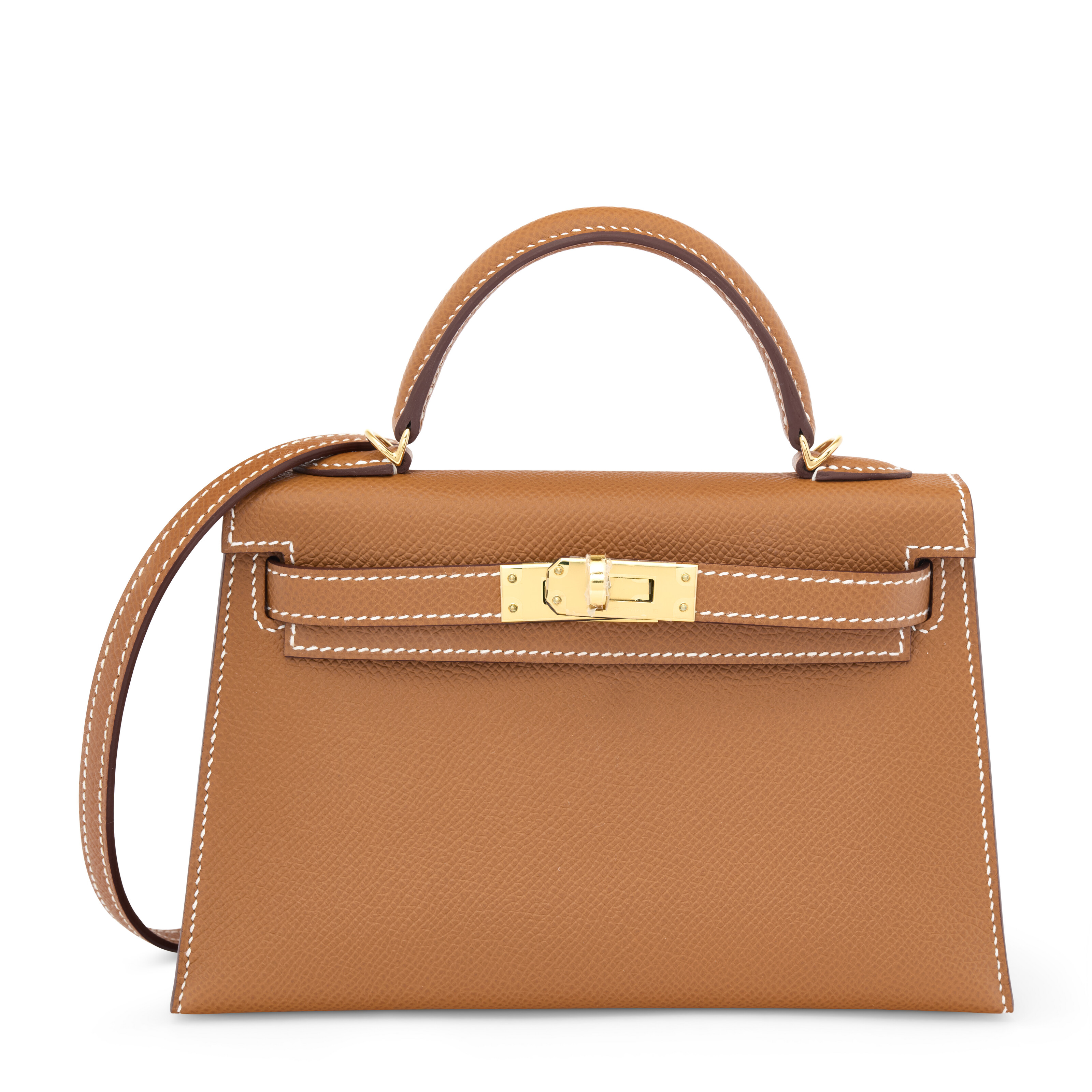A GOLD EPSOM LEATHER MINI KELLY 20 II WITH GOLD HARDWARE, HERMÈS, 2023 ...